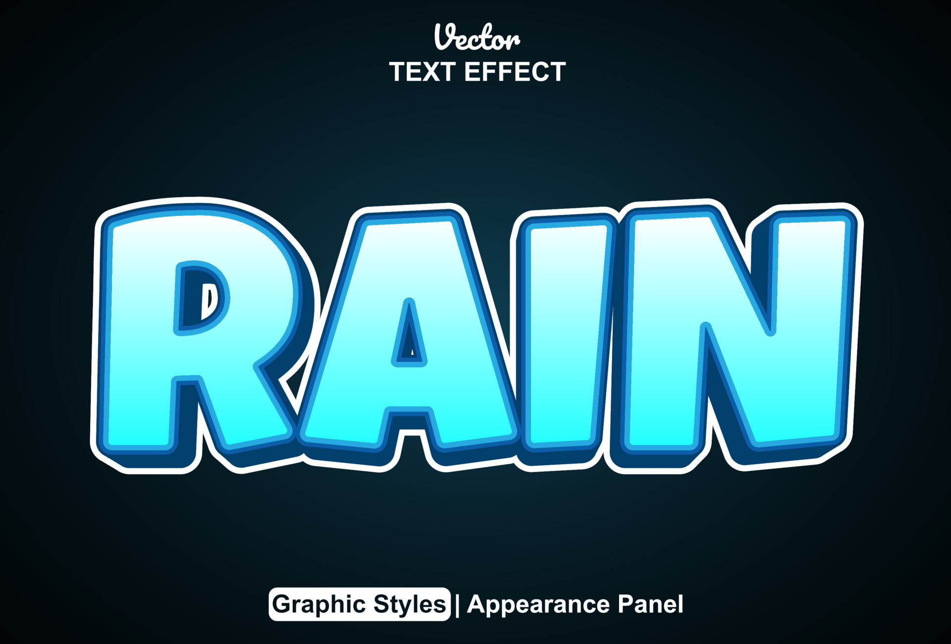 rain text effect with graphic style and editable. 20334605 Vector Art ...