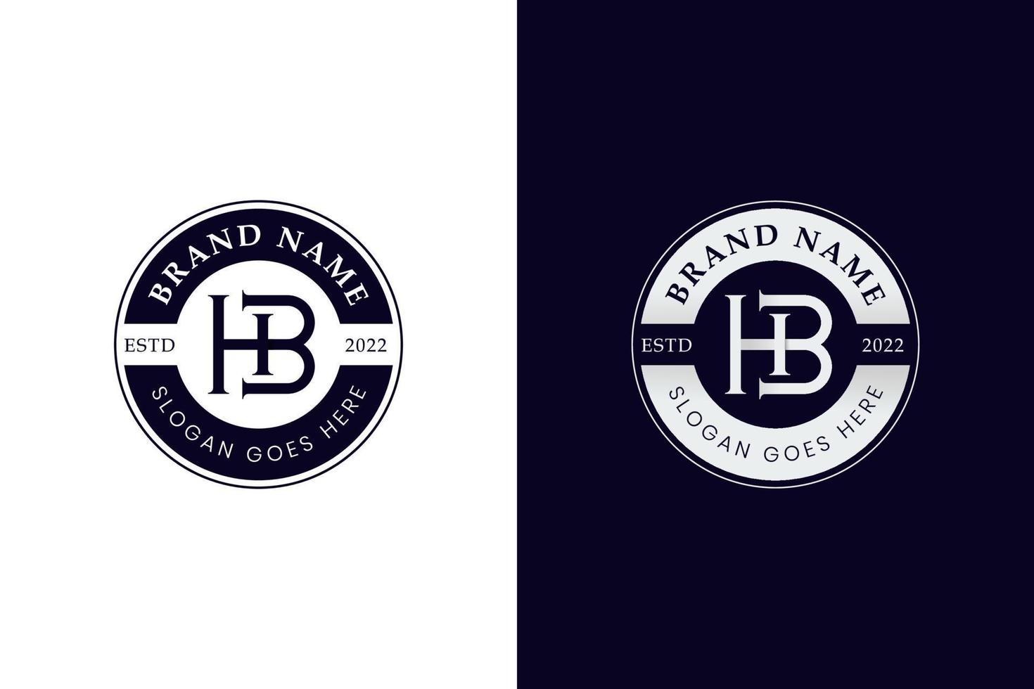 letter HB or BH initial monogram logo with emblem or badge design concept for identity business ...