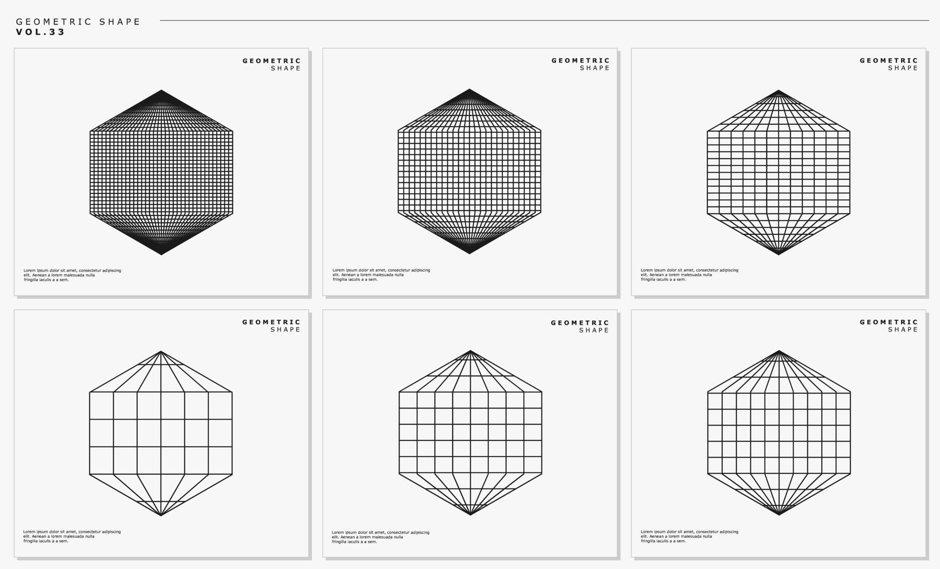 Abstract hexagonal line grid logo design set. Modern hexagon blend line graphic template ...