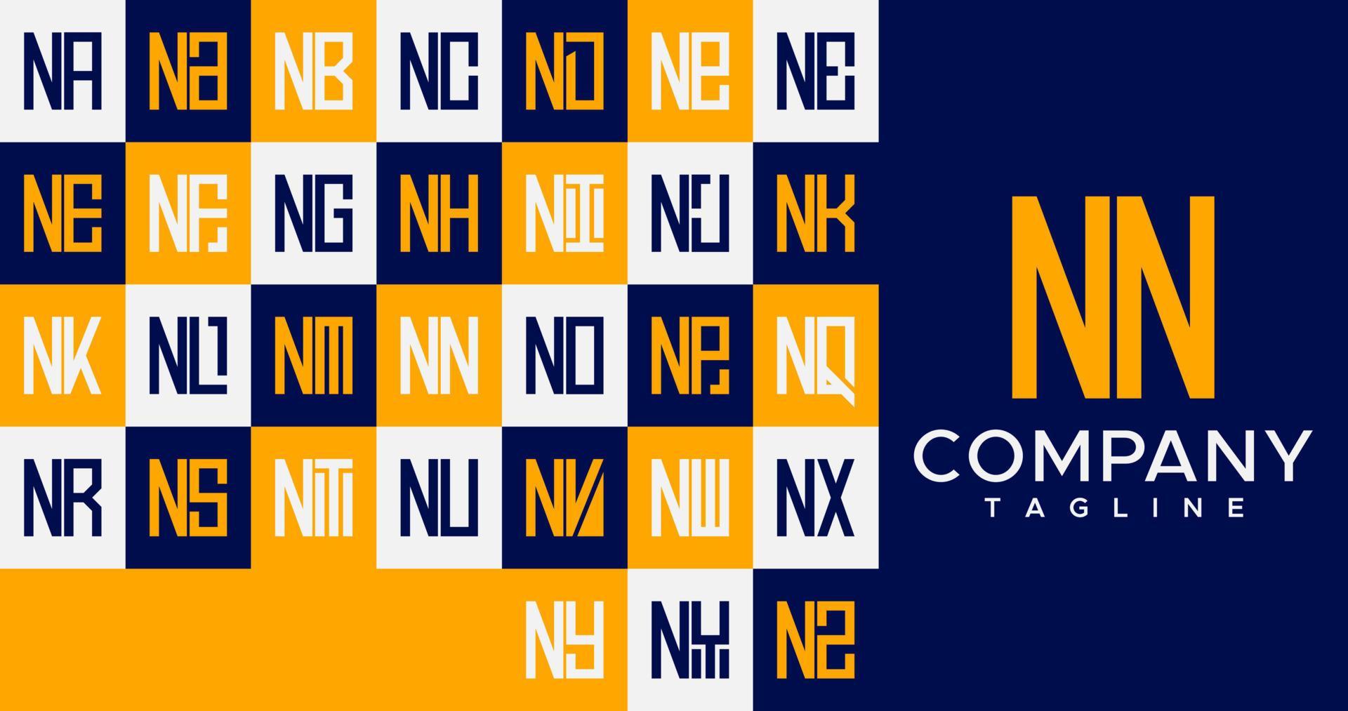 Simple line square letter N logo design. Abstract box NN N letter logo vector set. 20335481 ...