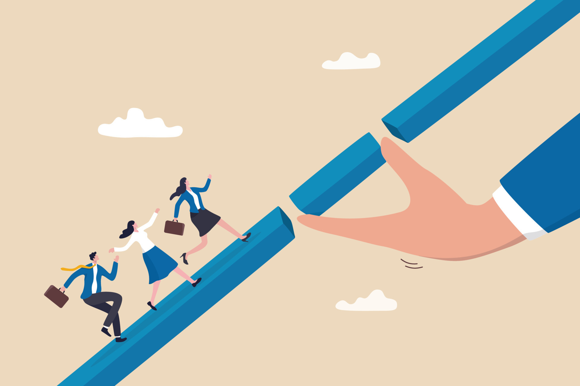 Bridging the gap, business support or help for employee or team to reach success, career ...