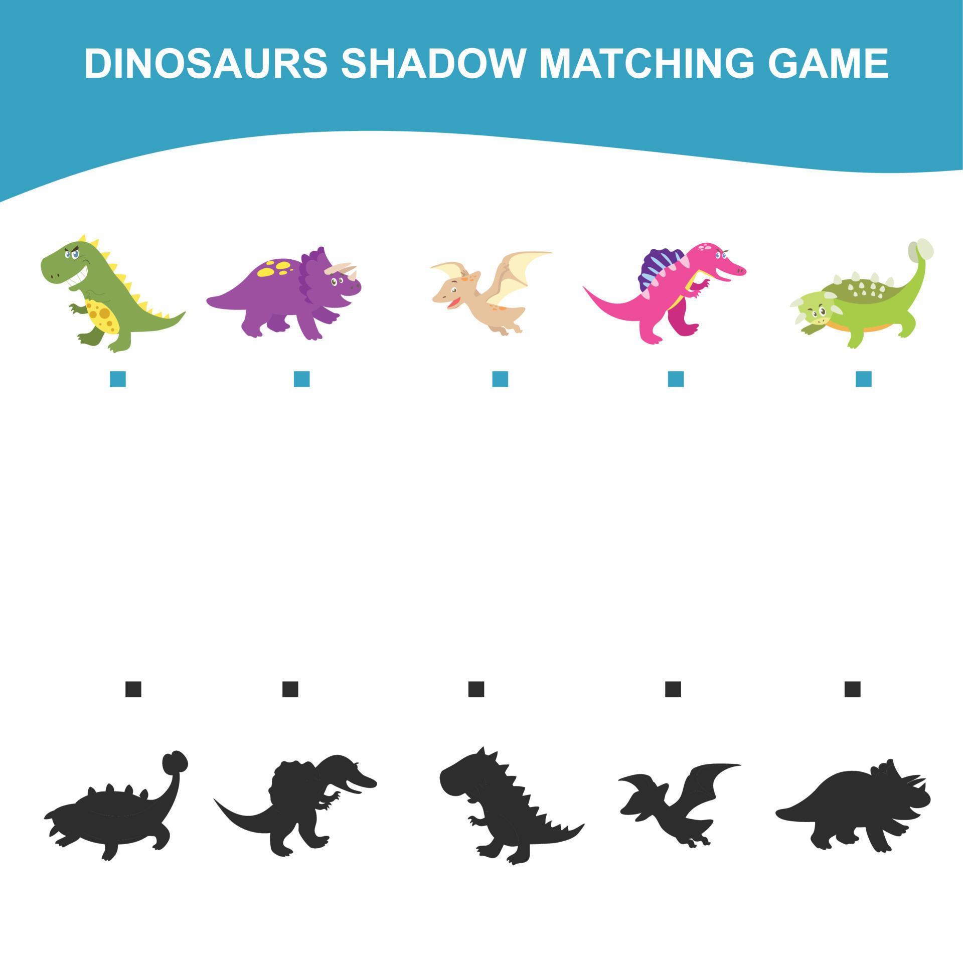 Shadow Matching game for Preschool Children. Dinosaurs Edition ...