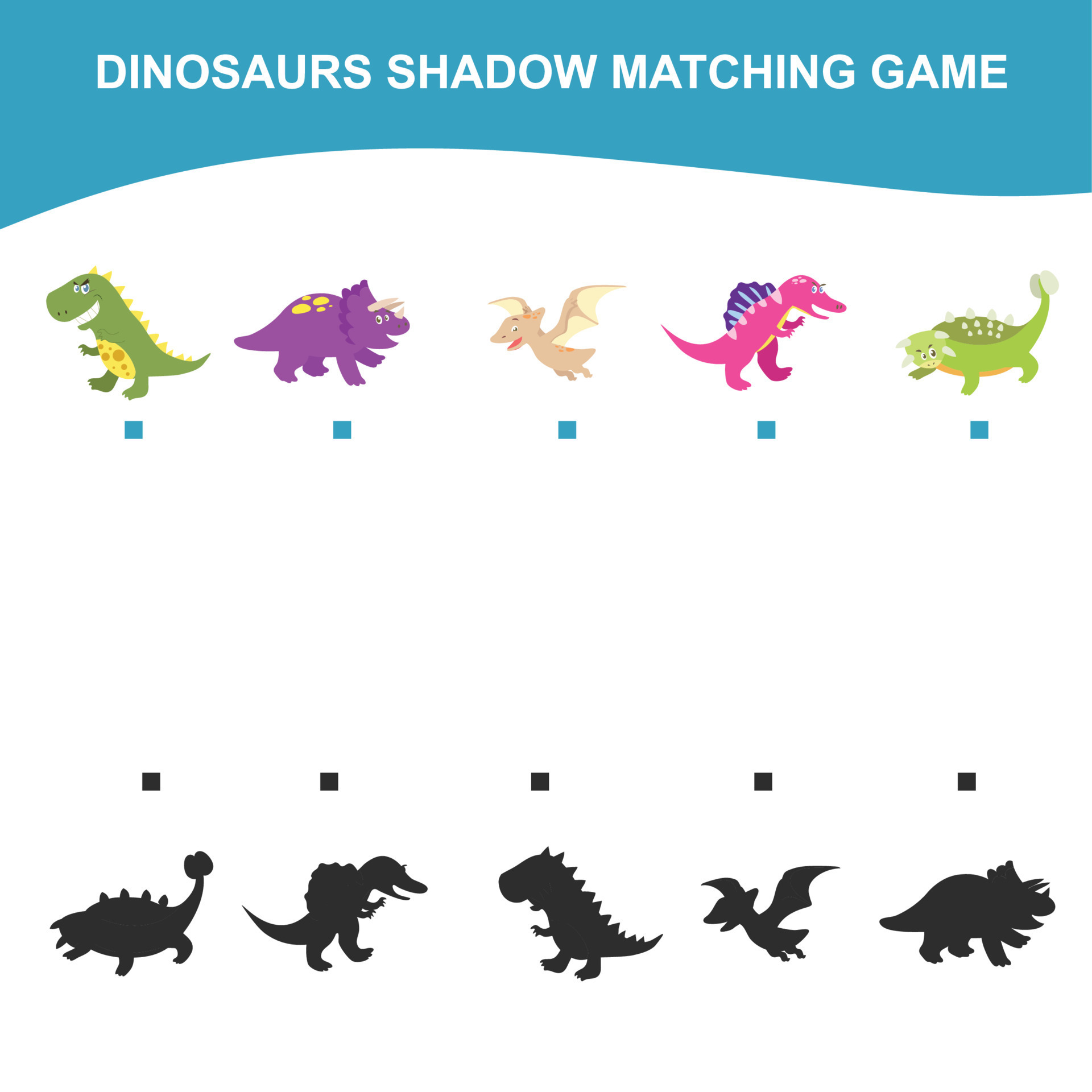 Shadow Matching game for Preschool Children. Dinosaurs Edition ...
