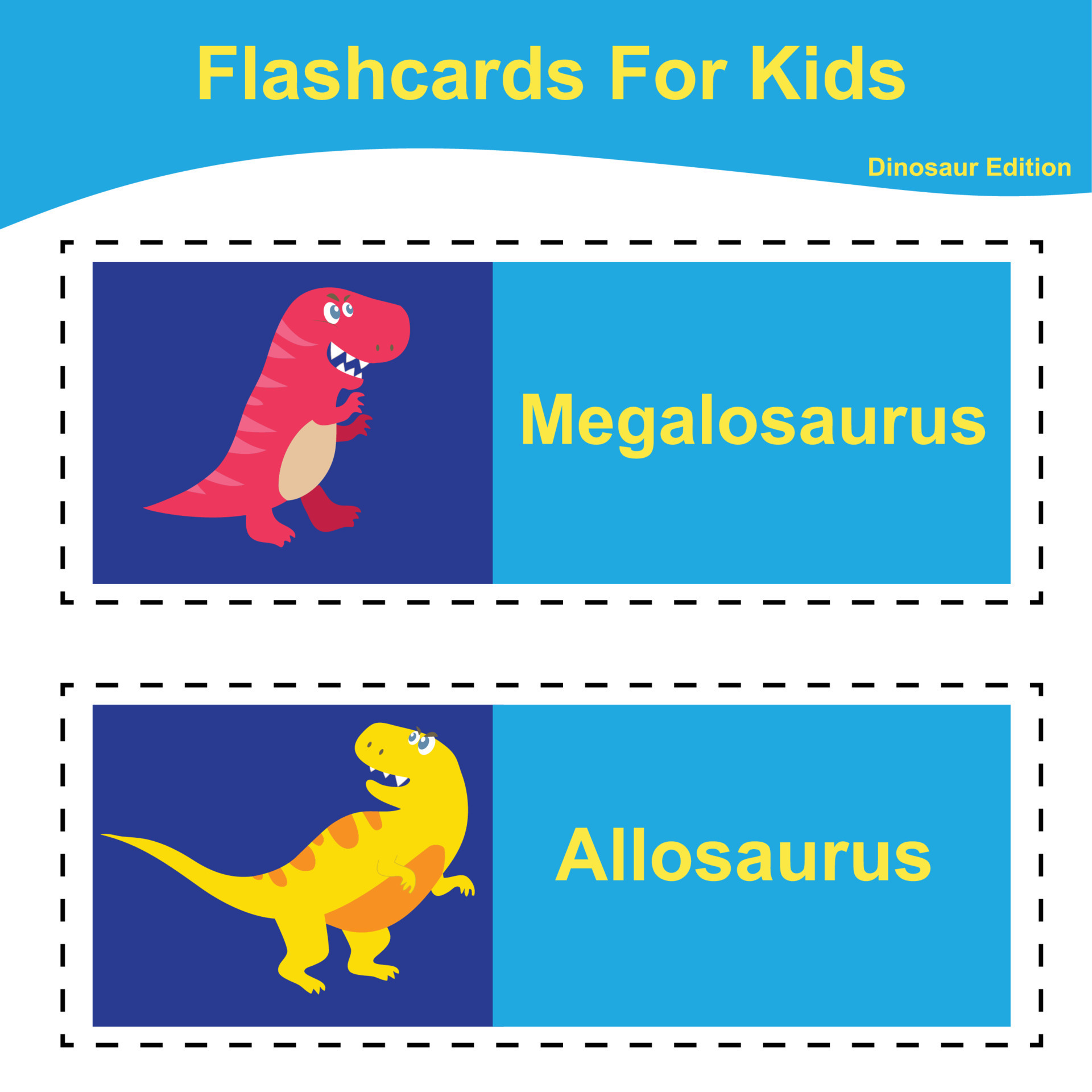 Vector set of dinosaur collections flashcard. Dinosaur educational ...