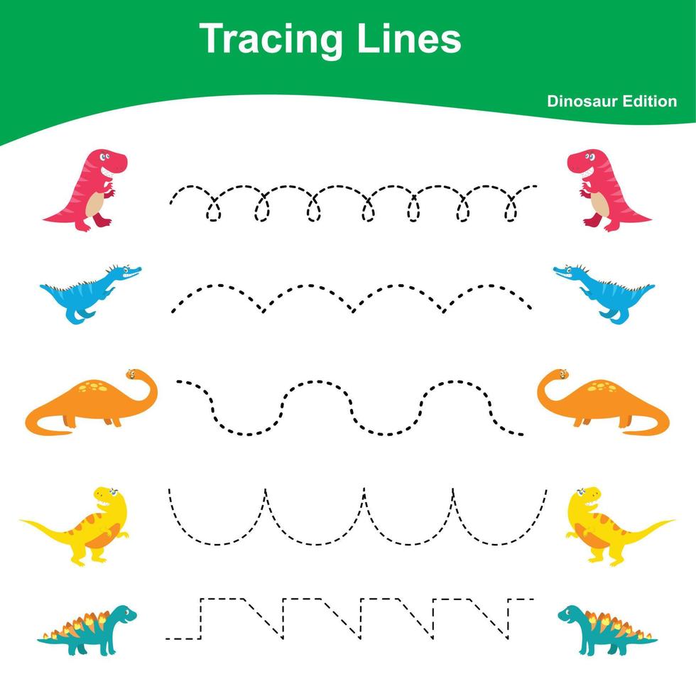 Tracing Lines Game Dinosaur Edition. Educational worksheet. Worksheet ...