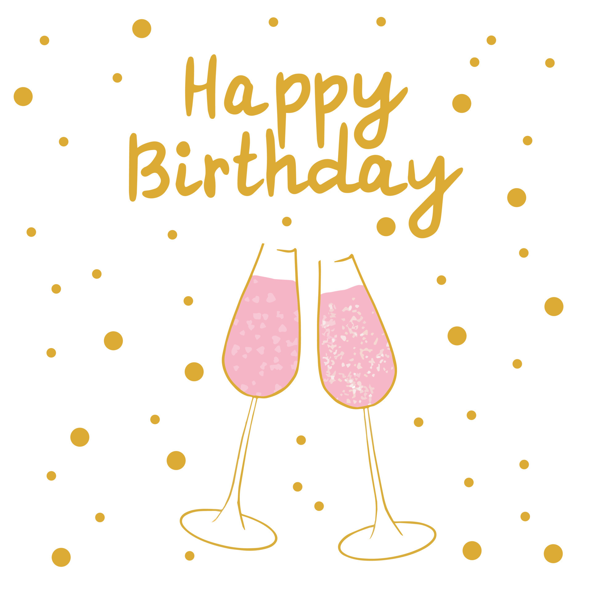 Cute happy birthday card with glasses of champagne. 20361038 Vector Art at Vecteezy