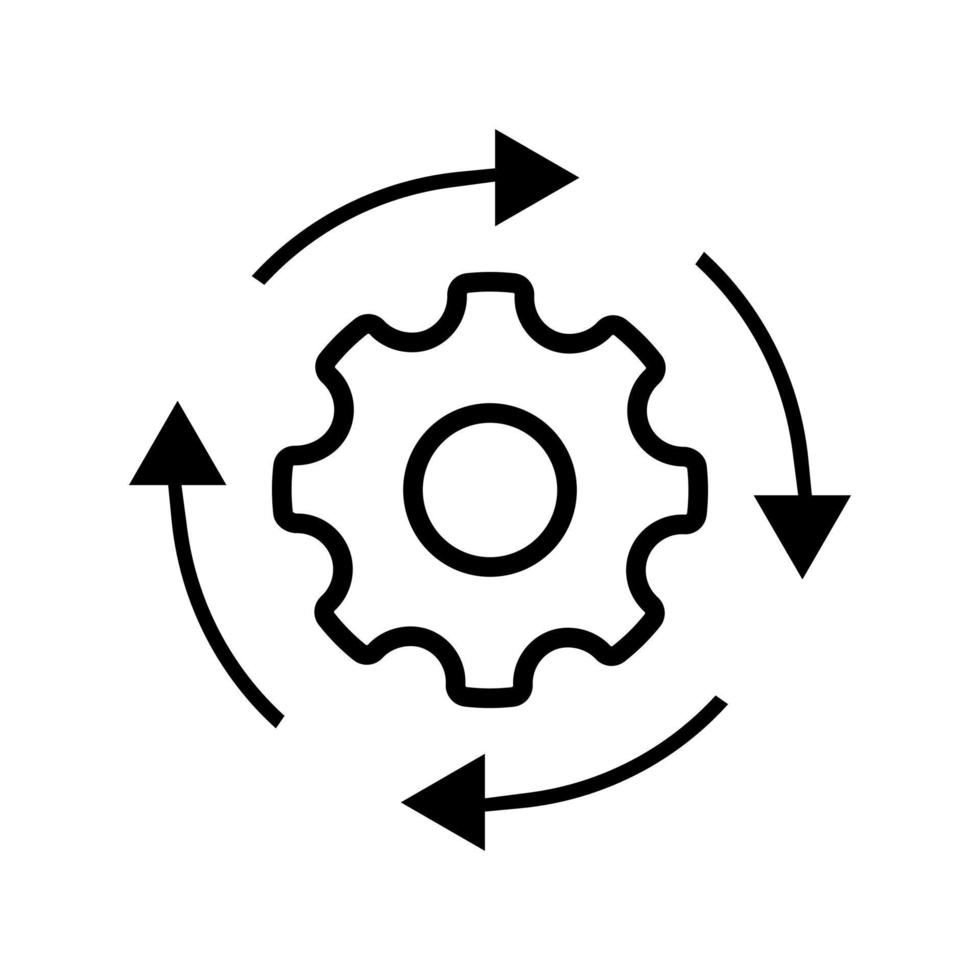 Workflow process icon in flat style. Gear cog wheel with arrows vector ...