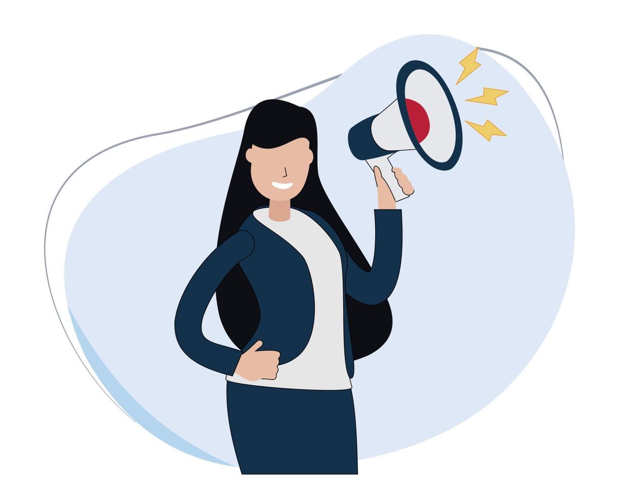 businesswoman holding megaphone. flat design illustration businesswoman ... businesswoman holding megaphone. flat design illustration businesswoman ...