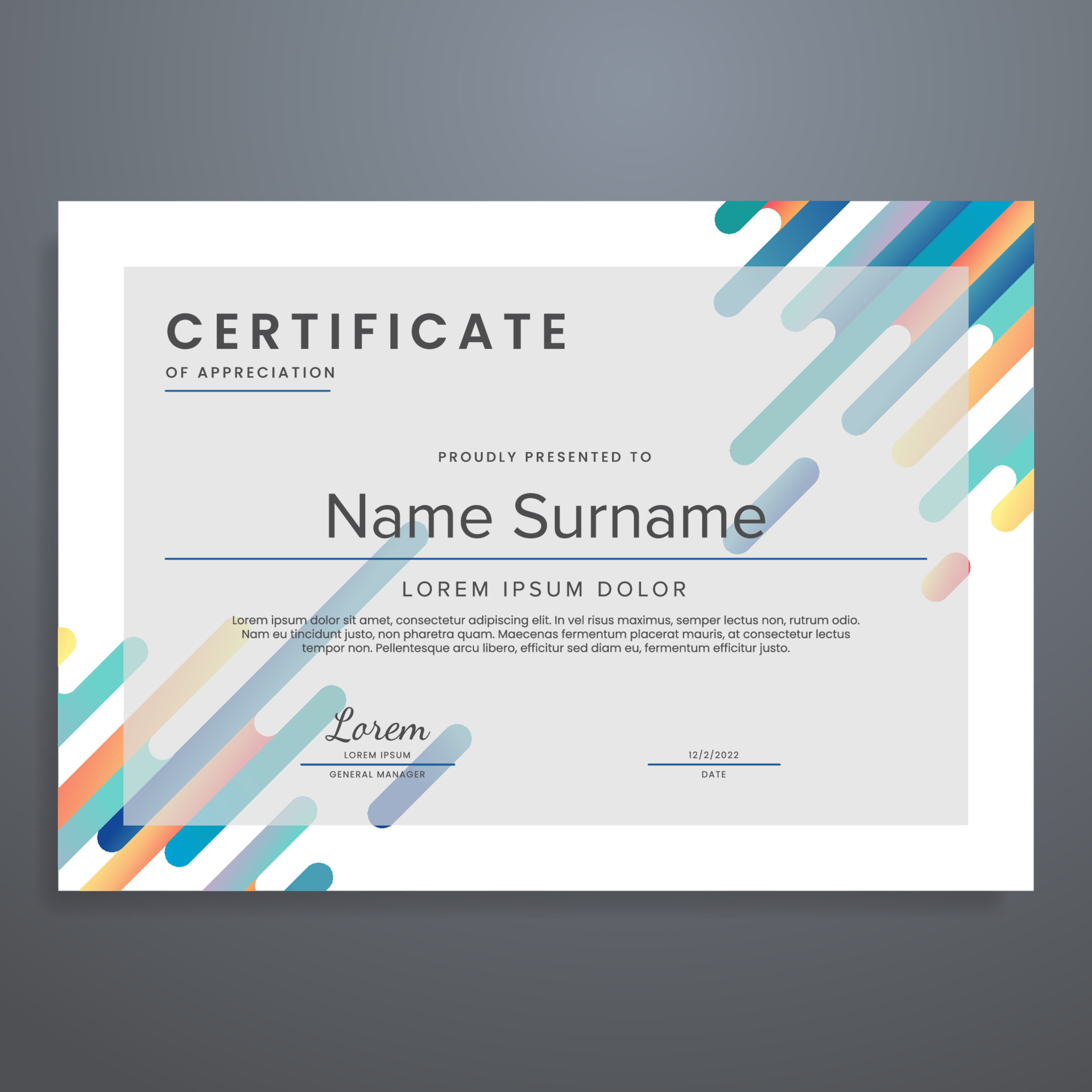 Certificate Template With Modern Line Geometric Abstract Border Design