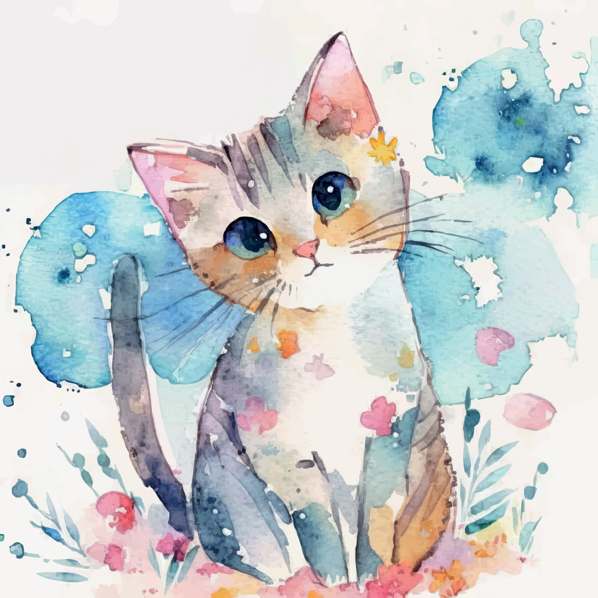 Watercolor cute cat 20375856 Vector Art at Vecteezy Watercolor cute cat 20375856 Vector Art at Vecteezy