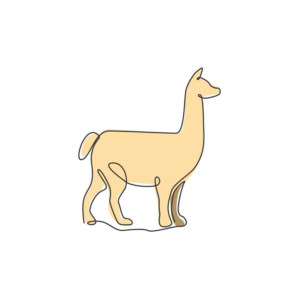 dibujo de línea continua única de llama adorable para la identidad del ...