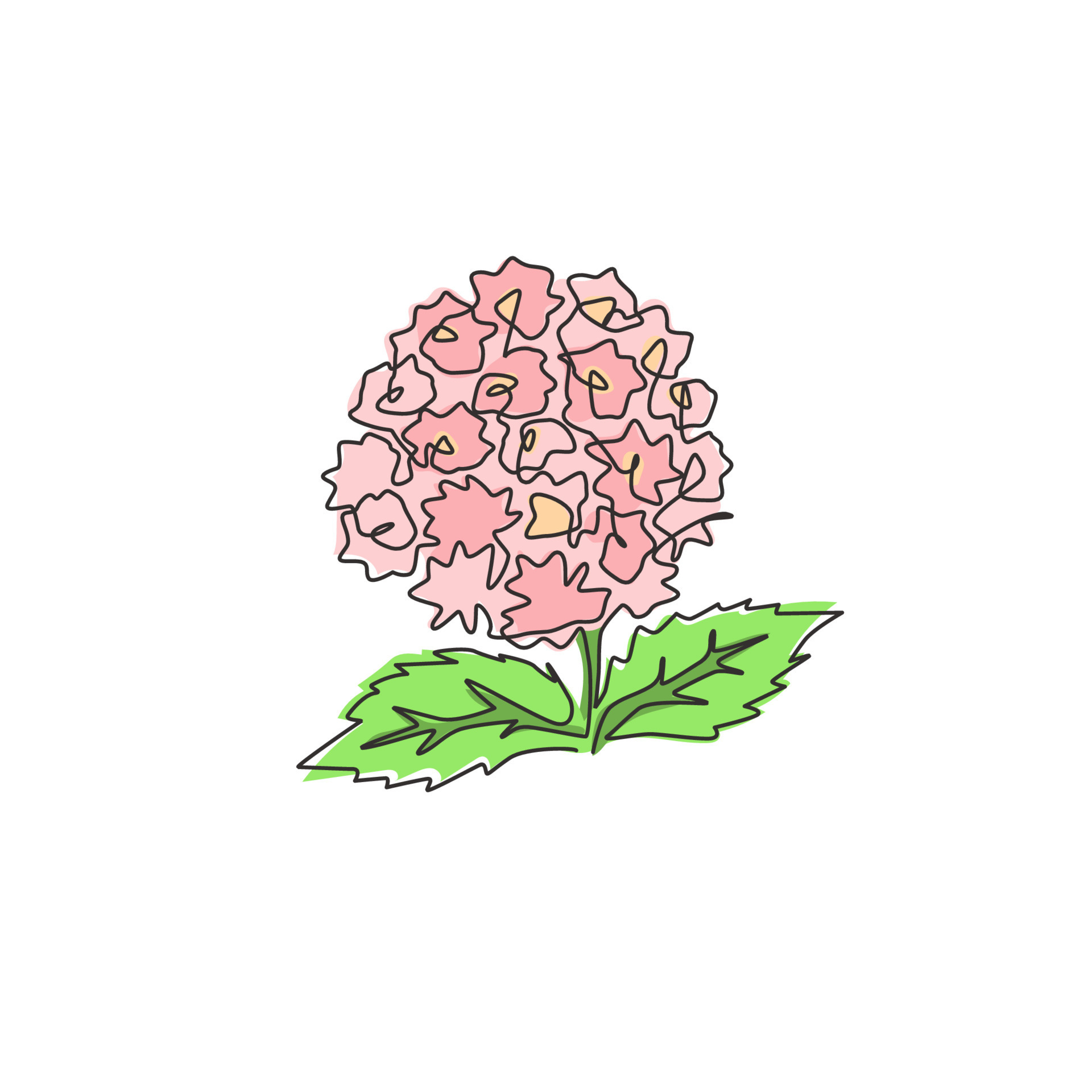 dibujo de línea continua única de lantana fresca de belleza para el logotipo de jardín. Concepto ...