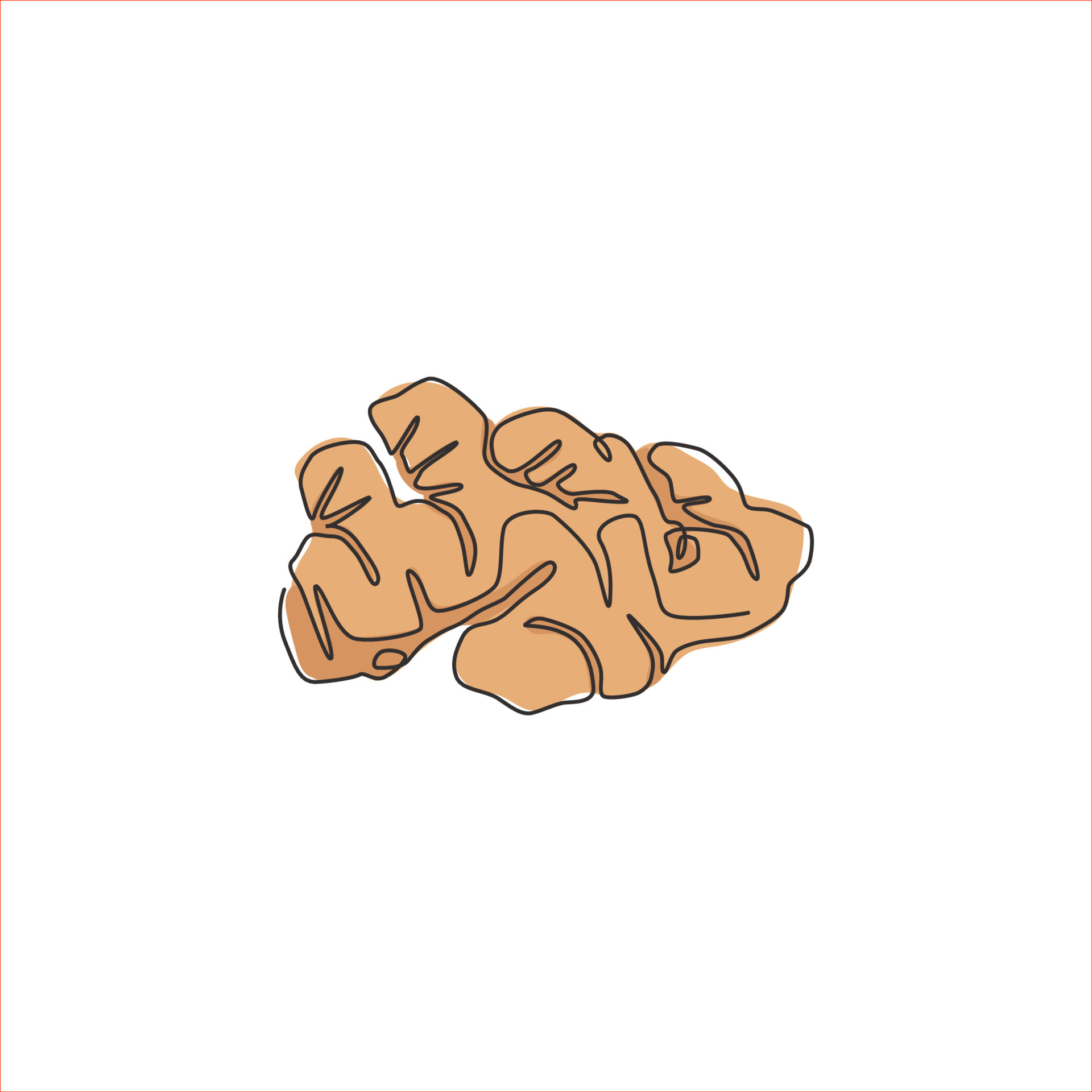 One Single Line Drawing Healthy Organic Ginger For Farm Logo Identity Fresh Flowering Plant