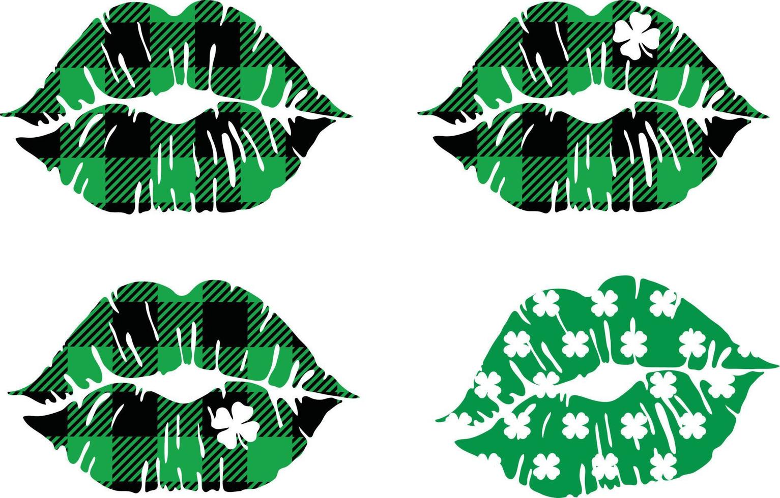 Buffalo Plaid Lips Svg Lips With Clover Svg St Patricks Day Svg