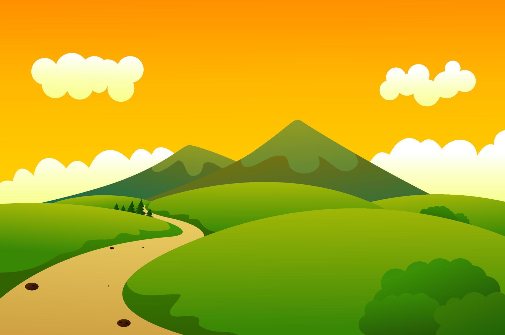 Beautiful Nature Landscape At Spring, Vector Illustration 20382211 ...