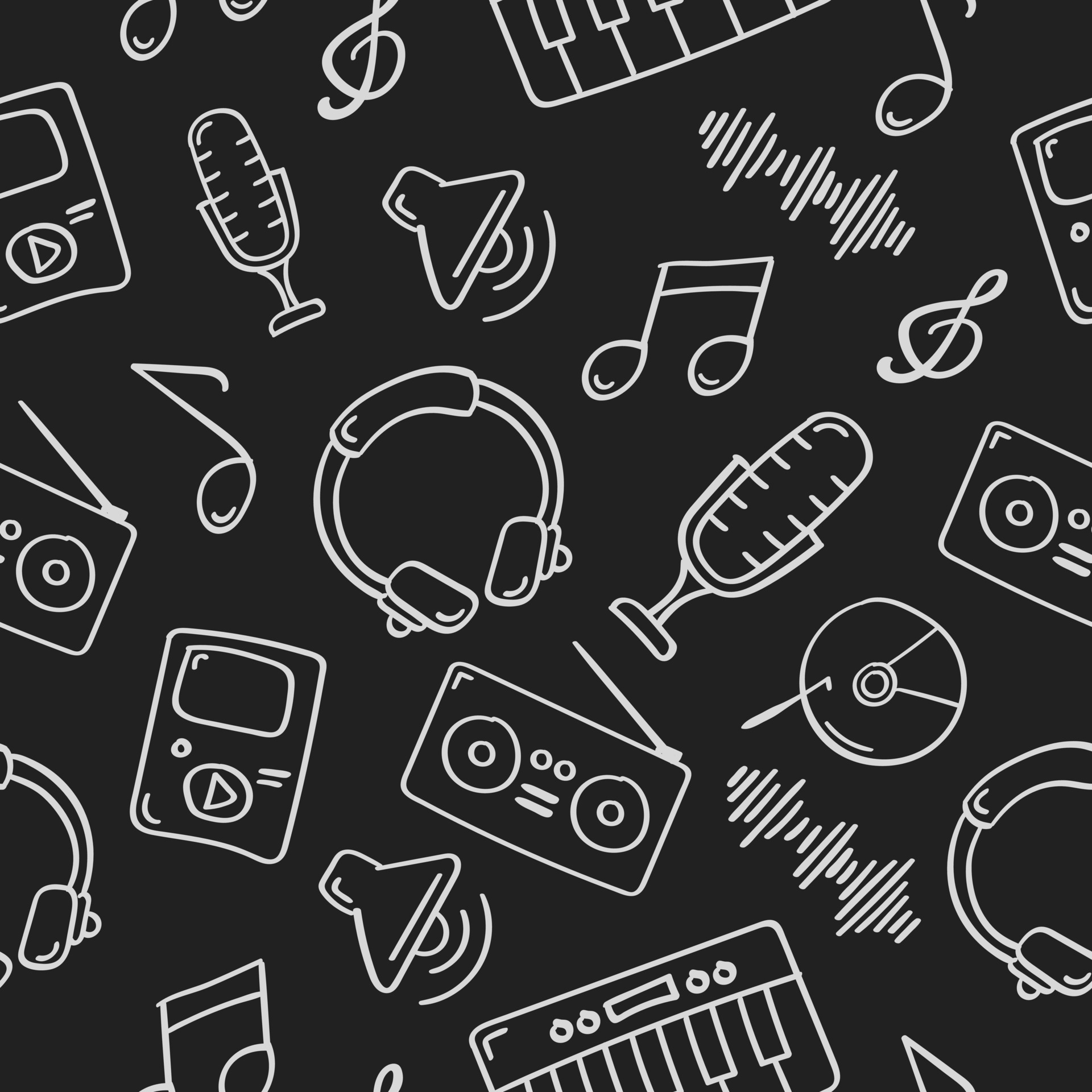 A hand drawn music pattern on chalkboard background. Perfect for music ... A hand drawn music pattern on chalkboard background. Perfect for music ...