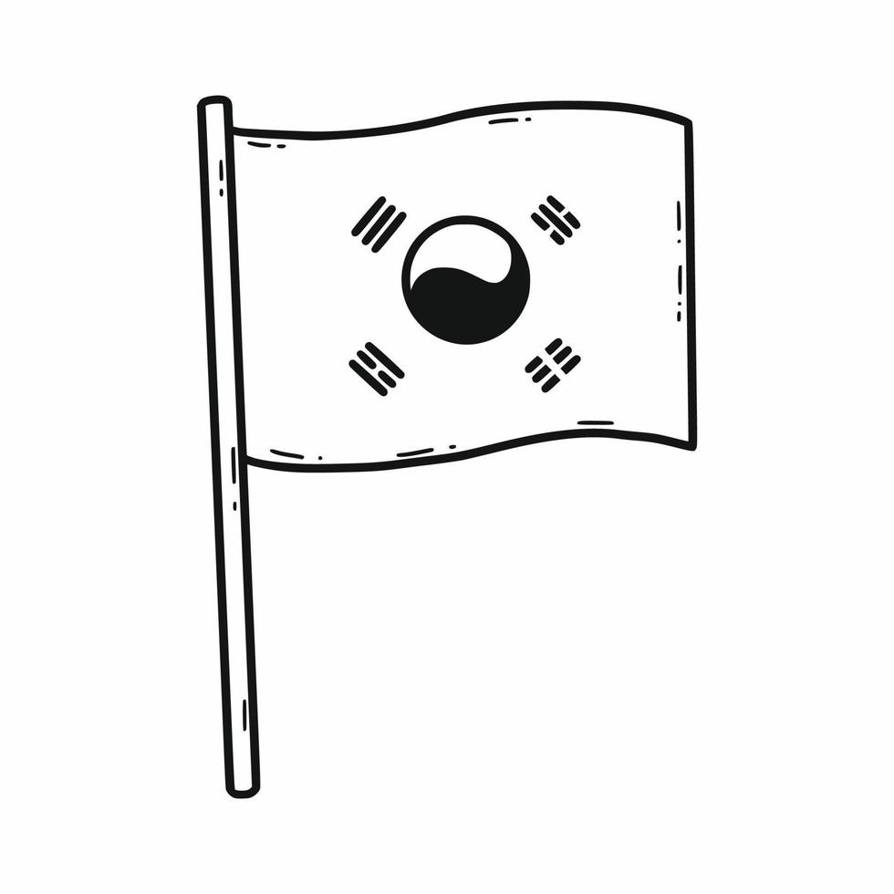 Flag Of South Korea Vector Doodle Illustration State Symbol Country
