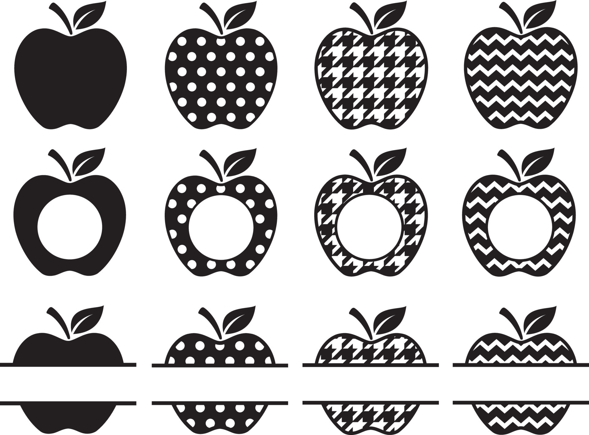 Apple Name Frame Svg Bundle Apple Svg Apple Clipart Apple Monogram