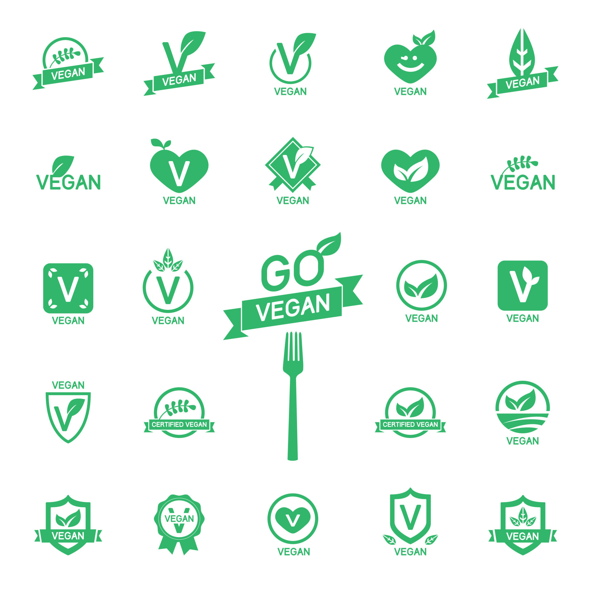 Icons set 24 Icons Vegan food, set of badges, emblems and stamps vector ... Icons set 24 Icons Vegan food, set of badges, emblems and stamps vector ...