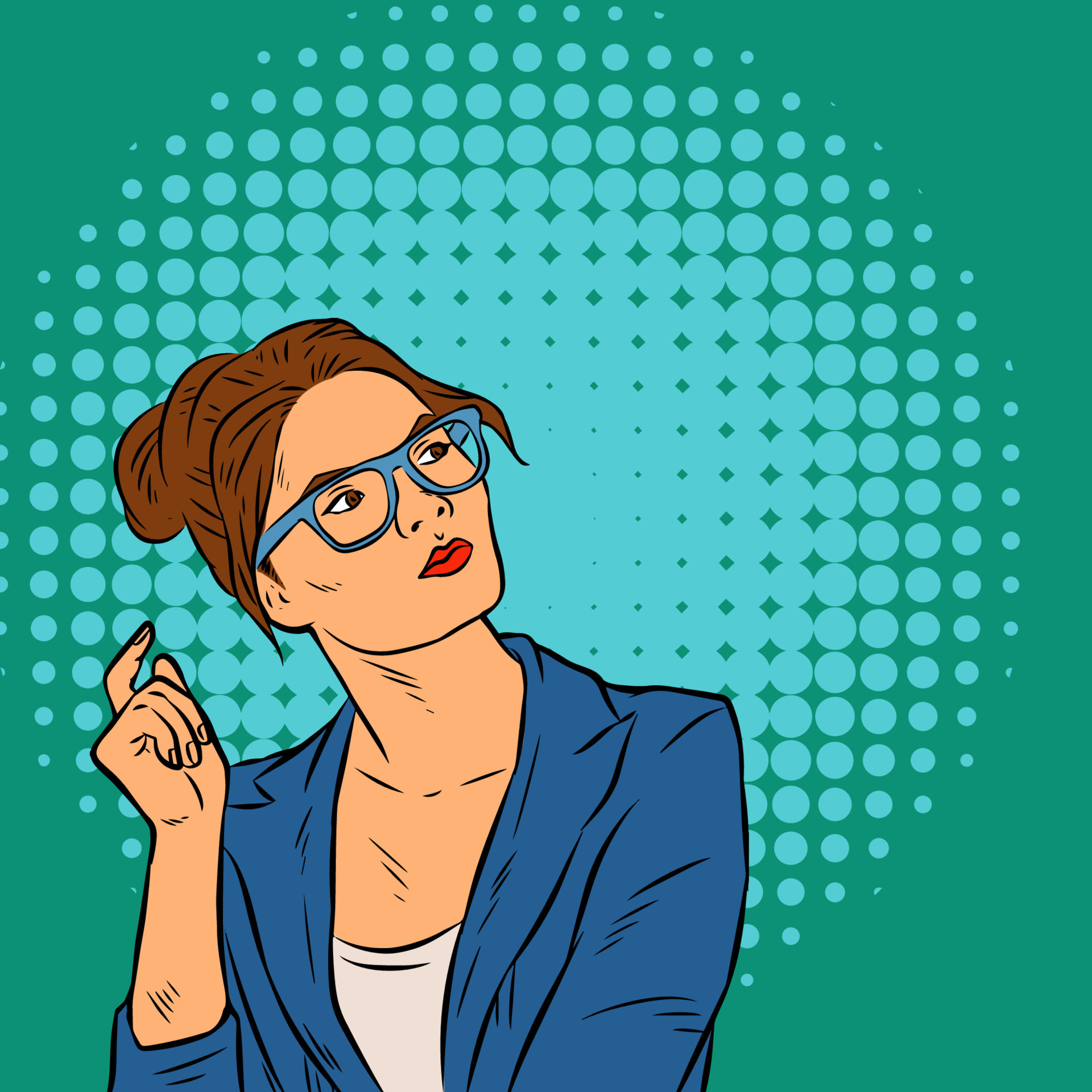 Retro Pop Art Style Female Pin Up Comic Style Female Presenting With