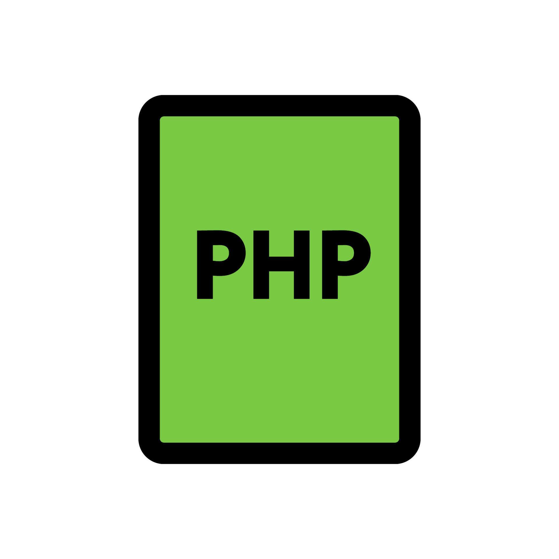 línea de icono de archivo php aislada sobre fondo blanco. icono negro ...