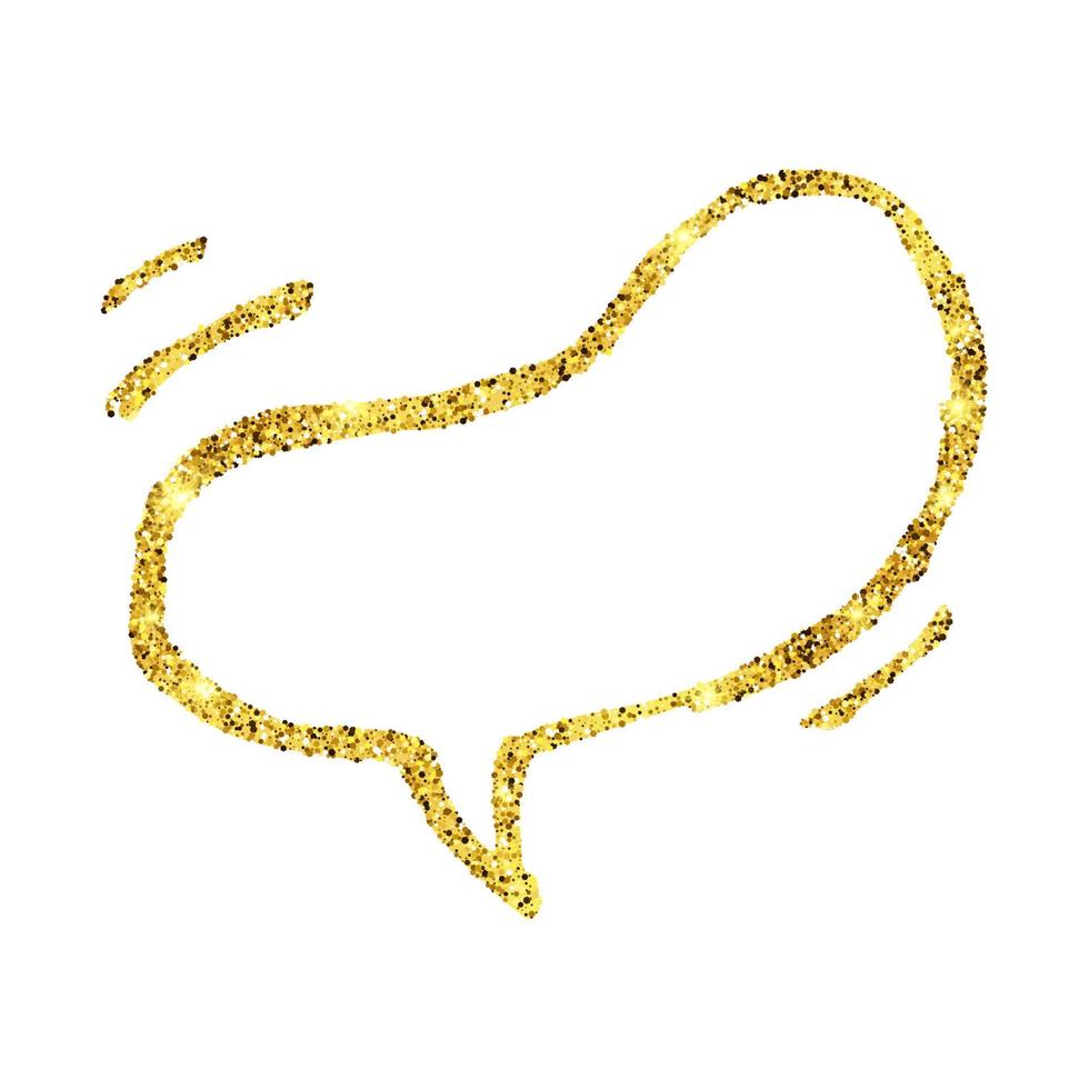 Gold glitter sketch speech bubble. Hand drawn blank Speech Bubble ...
