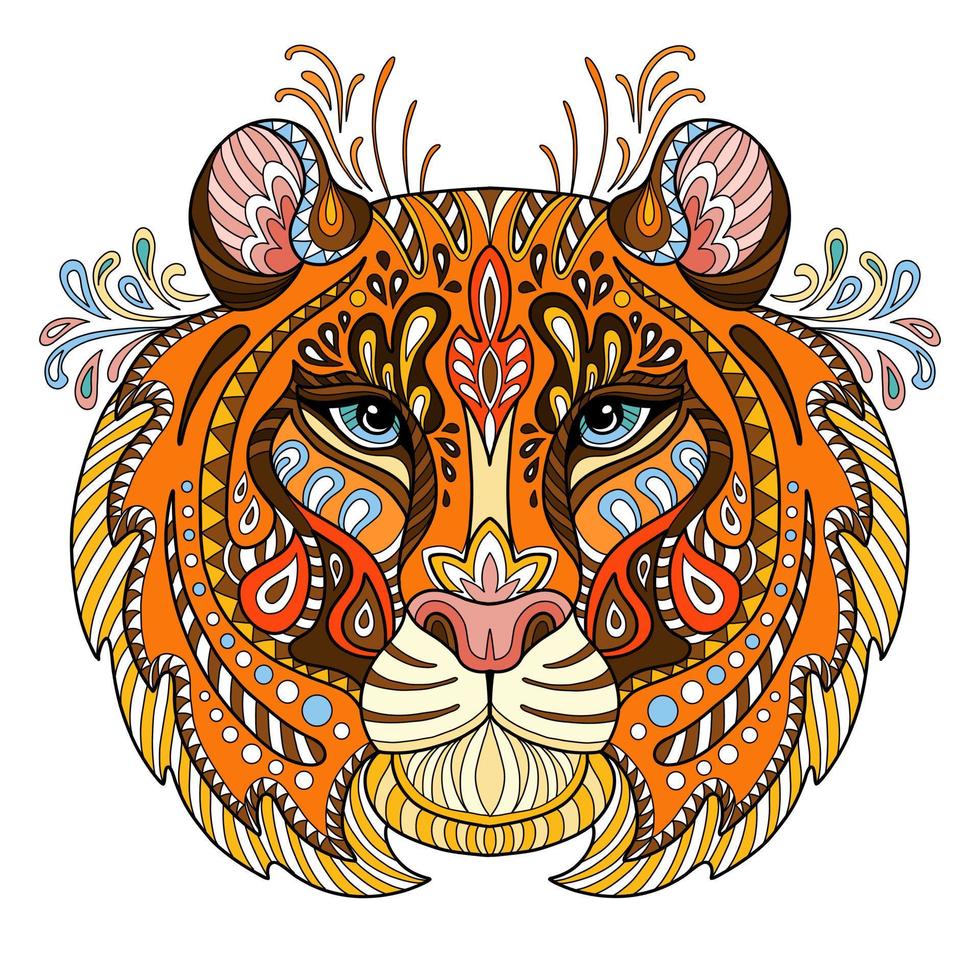 Tangle abstract tiger head vector colorful isolated illustration ... Tangle abstract tiger head vector colorful isolated illustration ...