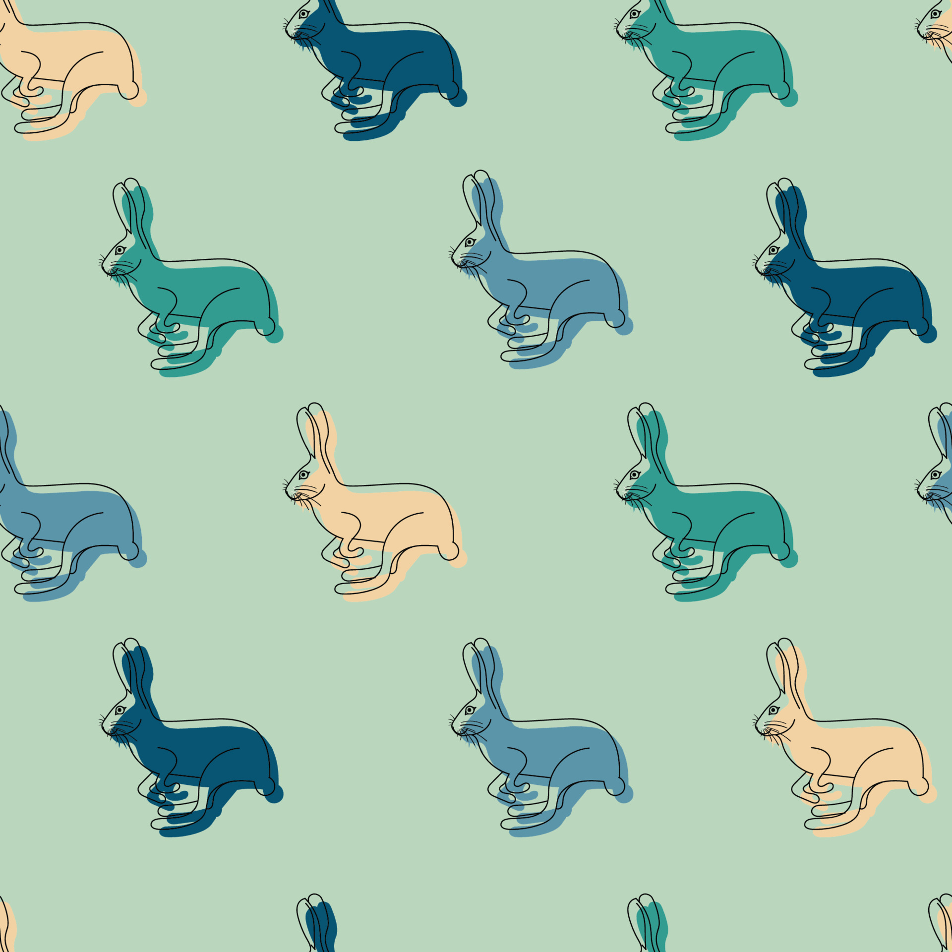 Vector seamless pattern with rabbits 20410613 Vector Art at Vecteezy