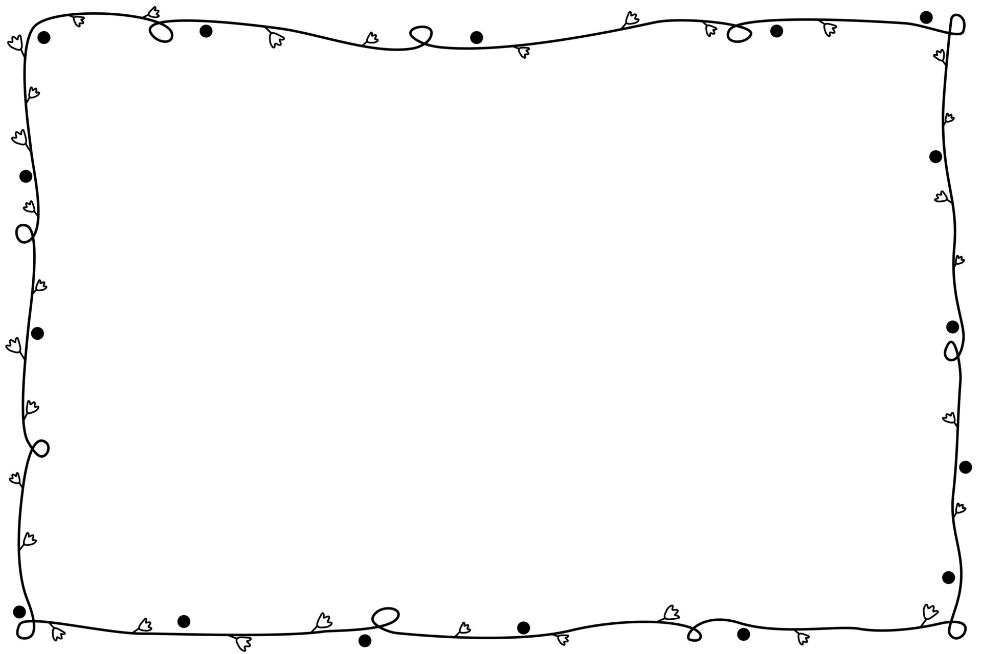 Vector - Cute border. Black line with mini flower and polka dot on ...