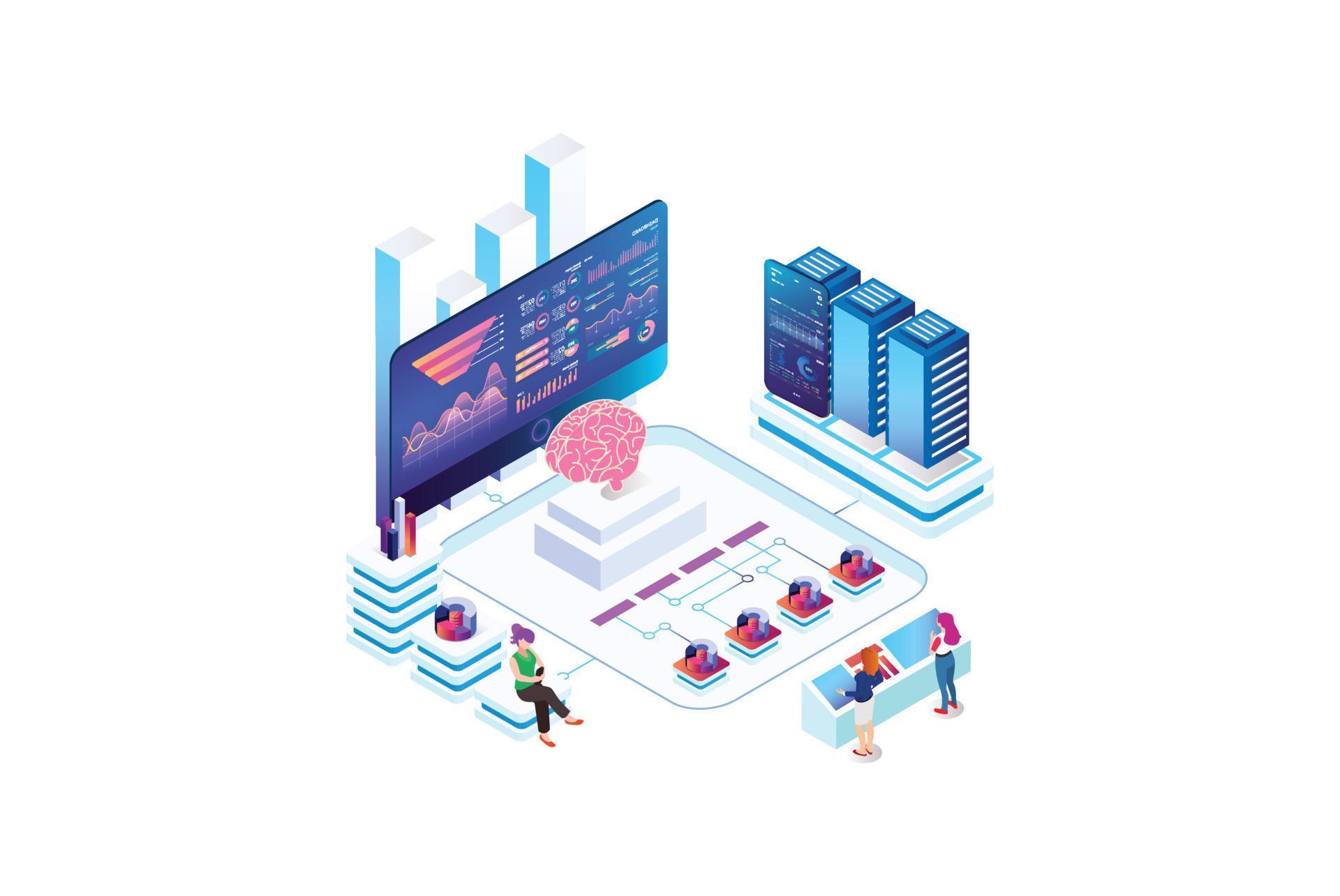 Isometric Technology Data Analysis Illustration, Web Banners, Suitable ...