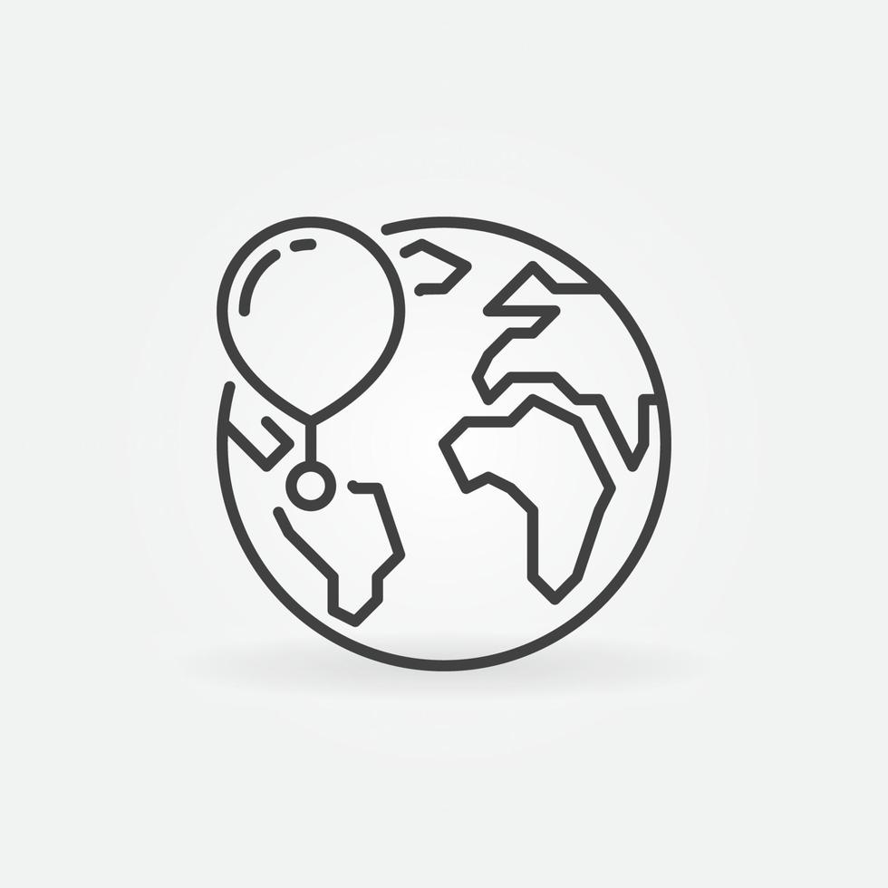 Earth and Radiosonde vector Weather Balloon concept linear icon ... Earth and Radiosonde vector Weather Balloon concept linear icon ...