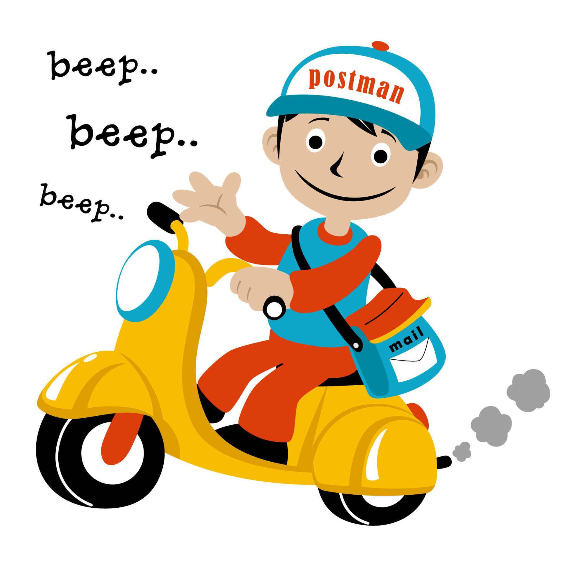 Postman riding scooter, vector cartoon illustration 20429370 Vector Art ... Postman riding scooter, vector cartoon illustration 20429370 Vector Art ...