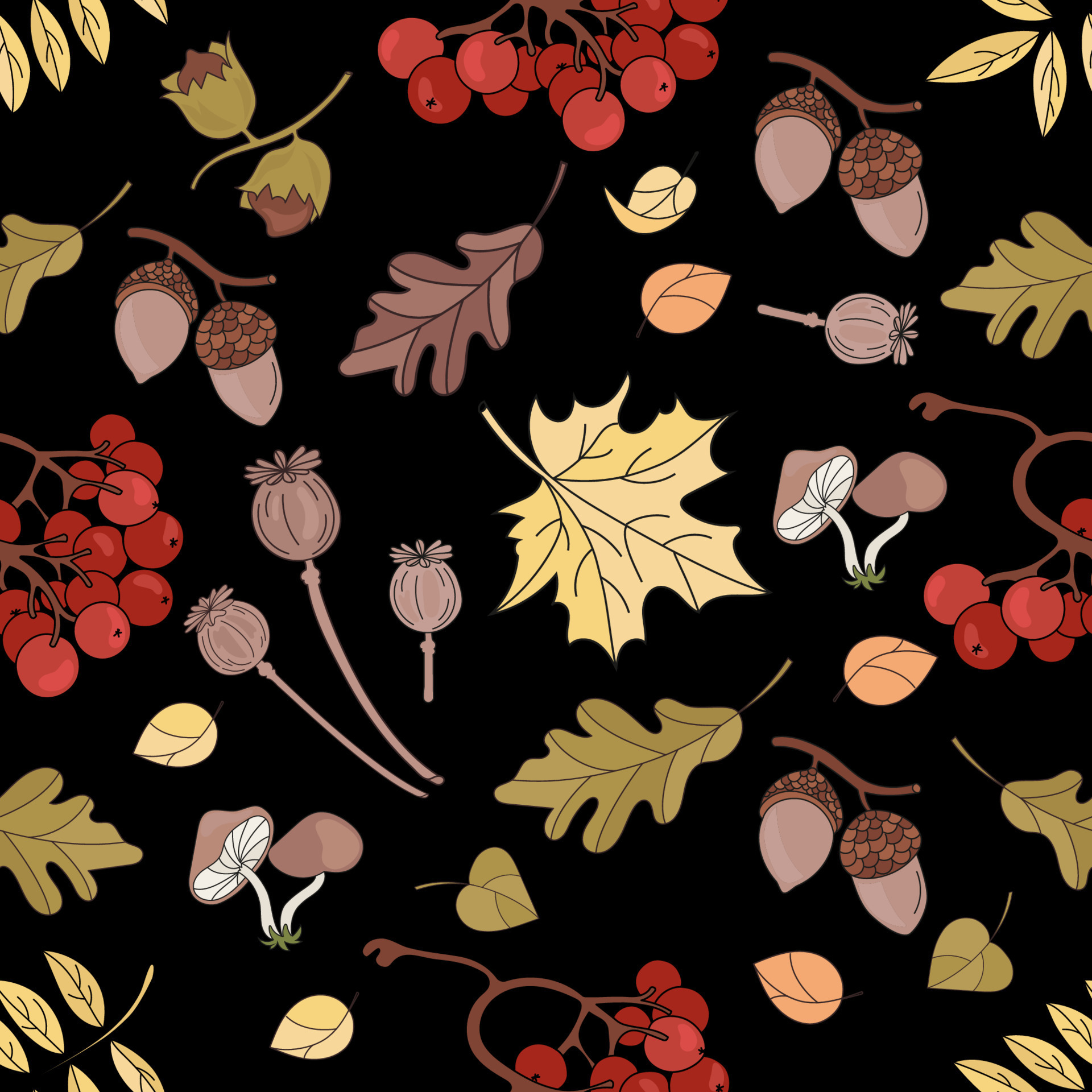 AUTUMN MAPLE Nature Seamless Pattern Vector Illustration 20431641 ...