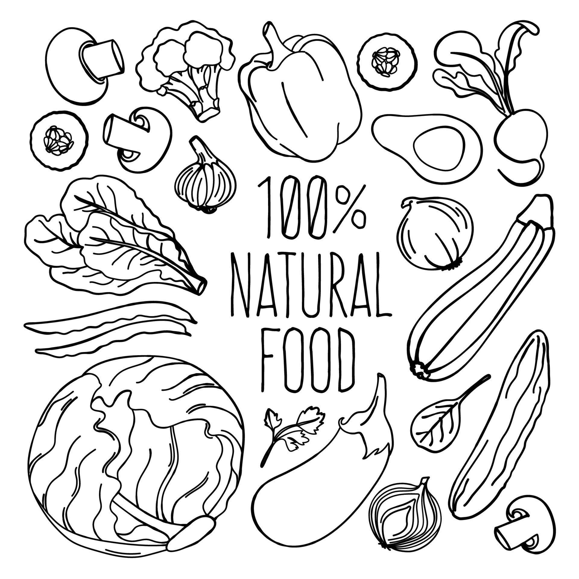 VEGETABLES MONOCHROME Nutrition Diet Vector Illustration Set 20432211 ...