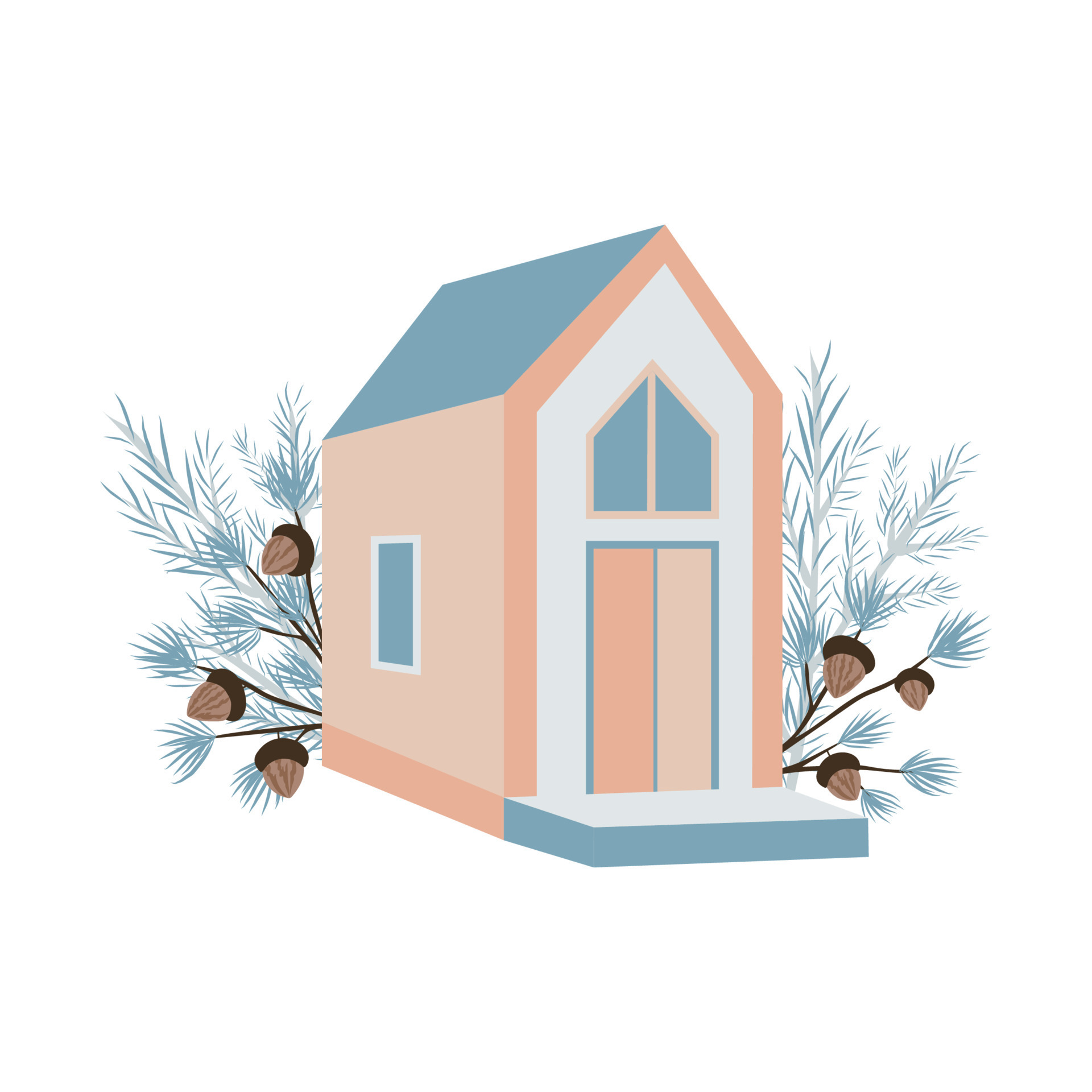 House decorated with Christmas arrangement. 20432302 Vector Art at Vecteezy