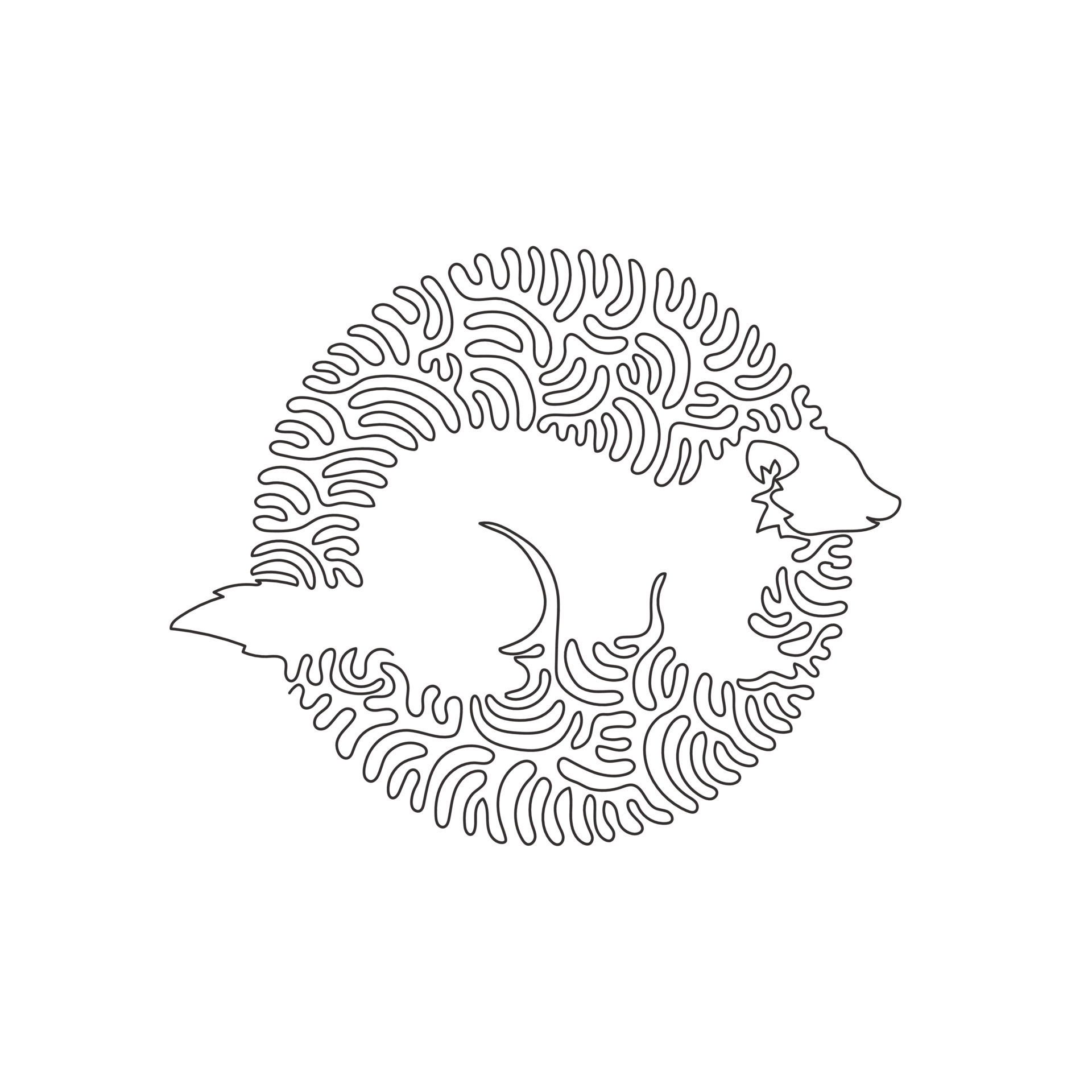 Continuous One Curve Line Drawing Of Smart Ferret Abstract Art In Circle Single Line Editable