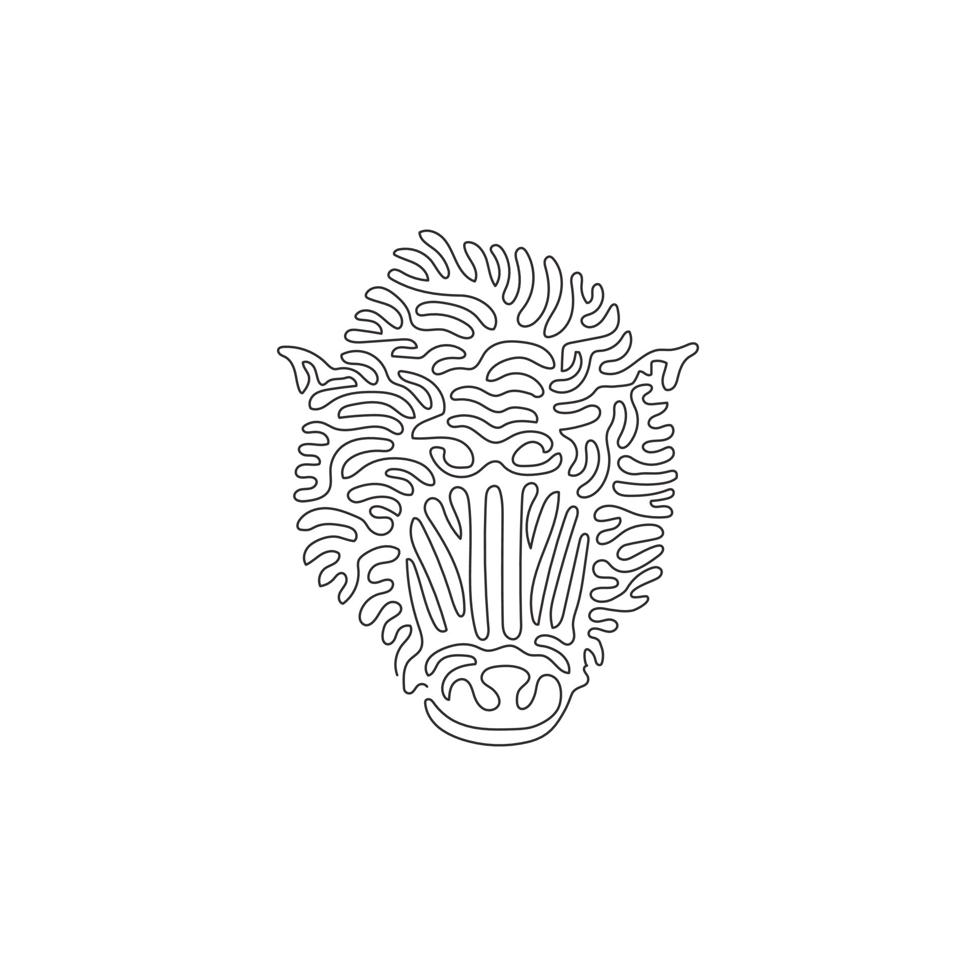 Single One Line Drawing Of Creepy Mandrill Abstract Art Continuous Line Draw Graphic Design