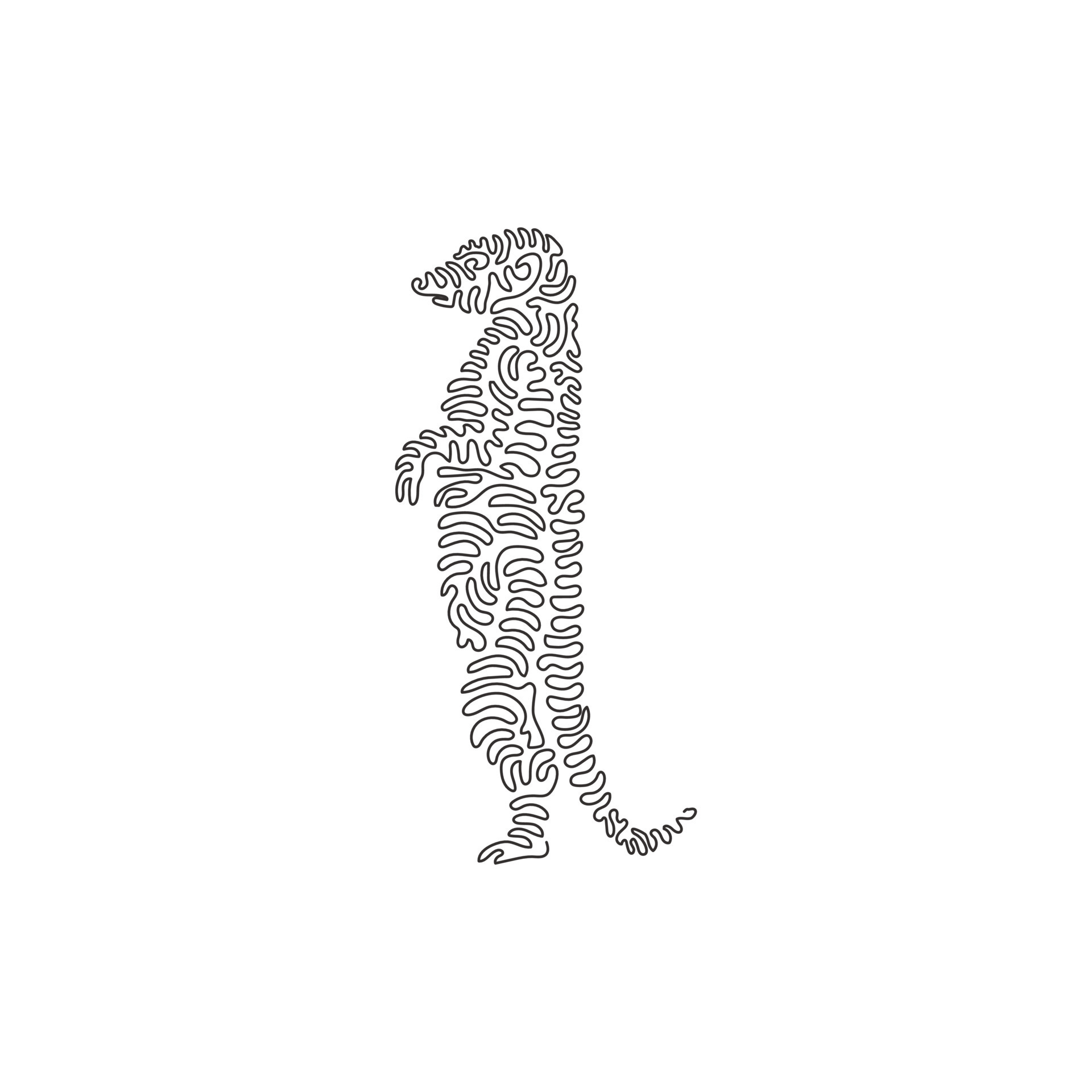 Continuous Curve One Line Drawing Of Cute Standing Meerkat Curve