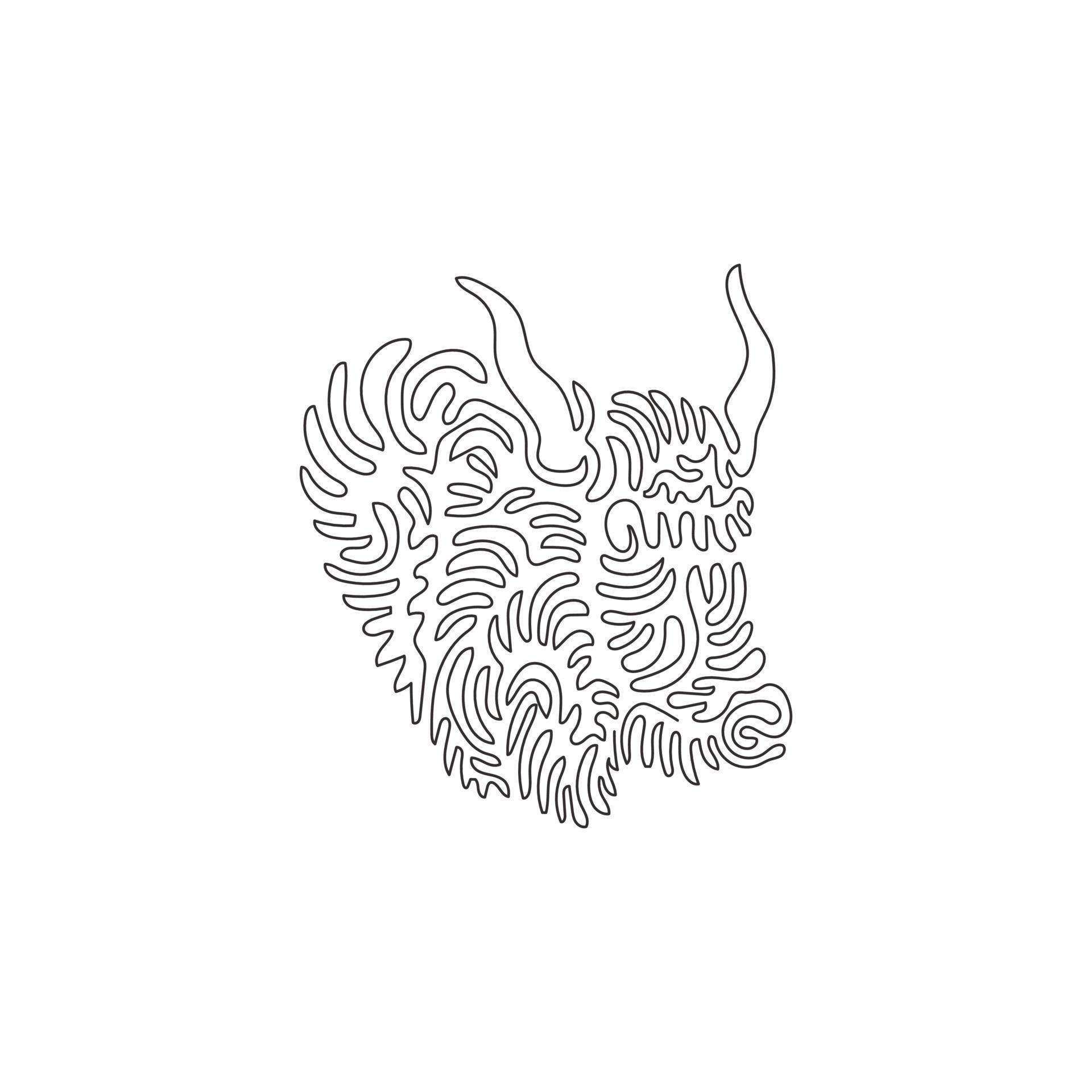 Continuous Curve One Line Drawing Of Cute Yak Curve Abstract Art
