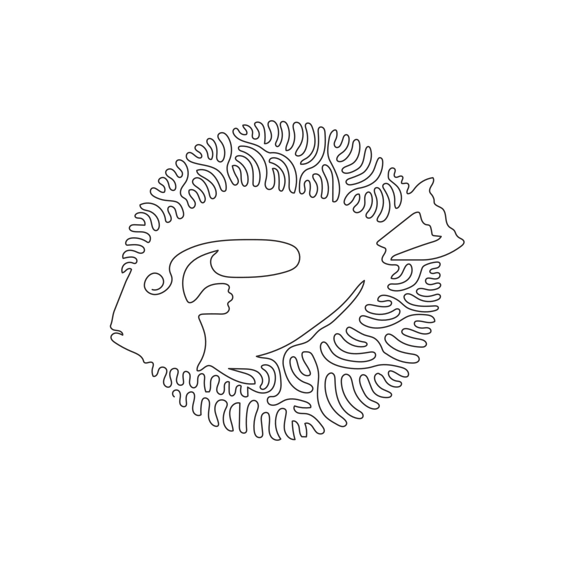 Continuous Curve One Line Drawing Of Cute Blue Tang Curve Abstract Art