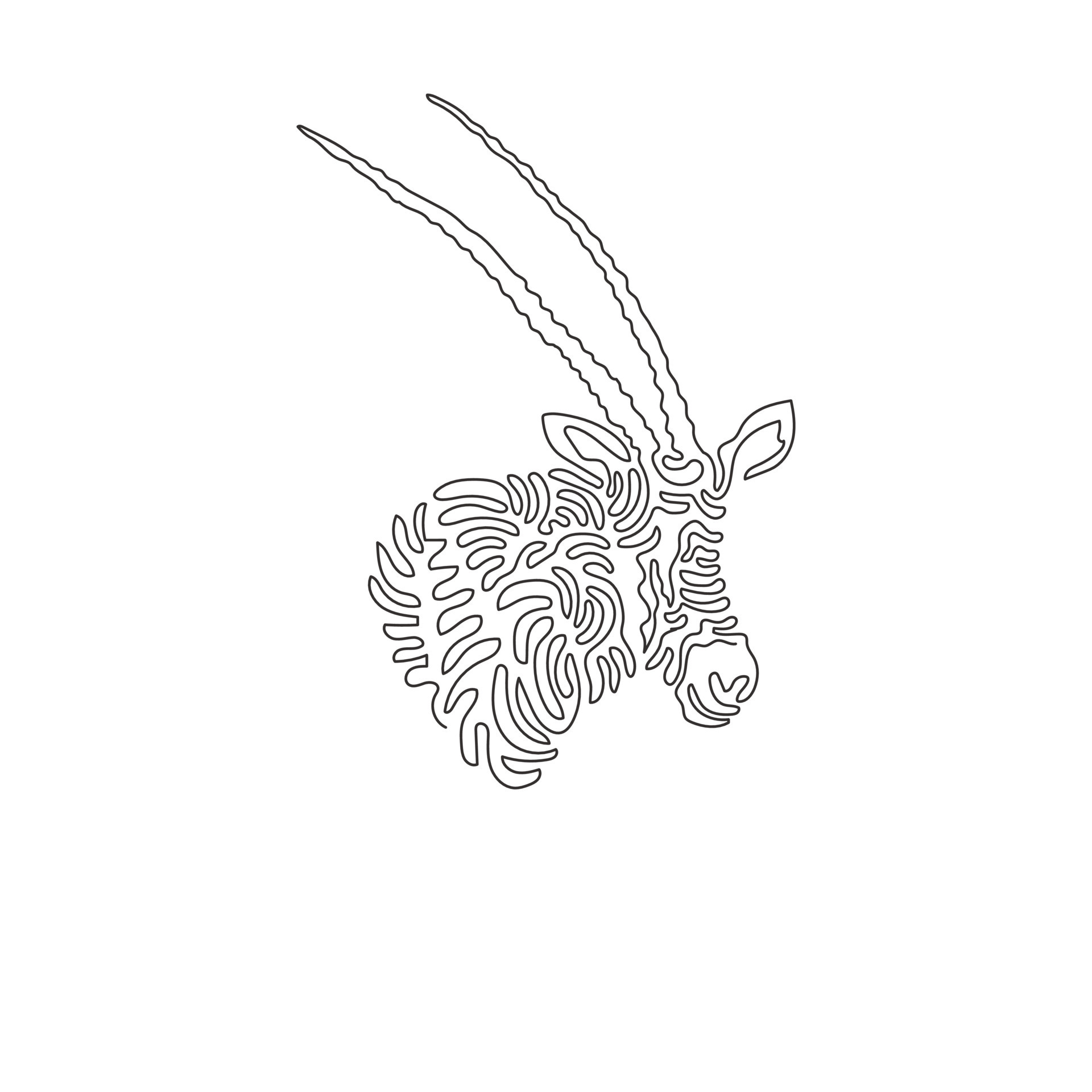 Single Curly One Line Drawing Of Adorable Oryx Abstract Art Continuous