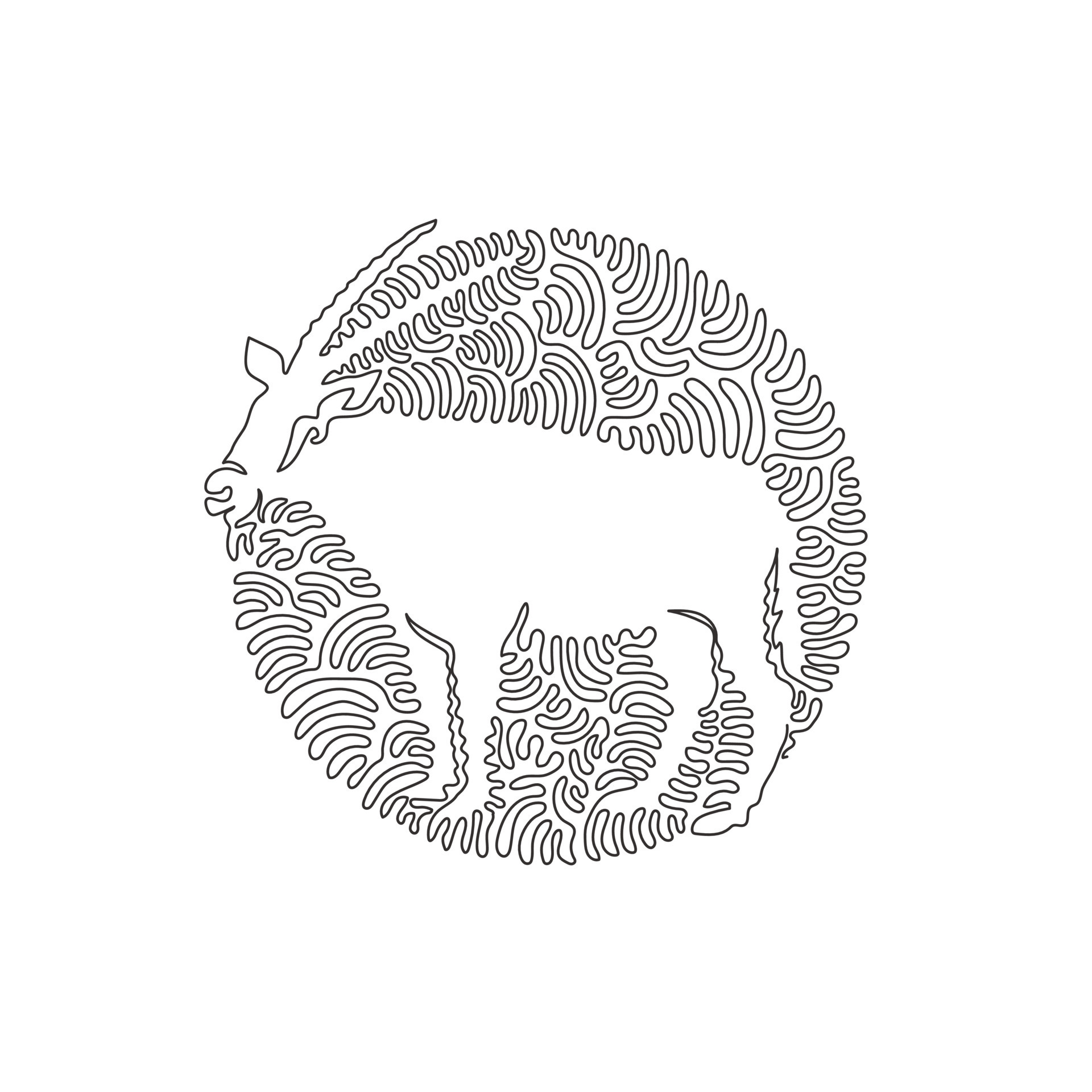 Continuous One Curve Line Drawing Of Adorable Oryx Abstract Art In
