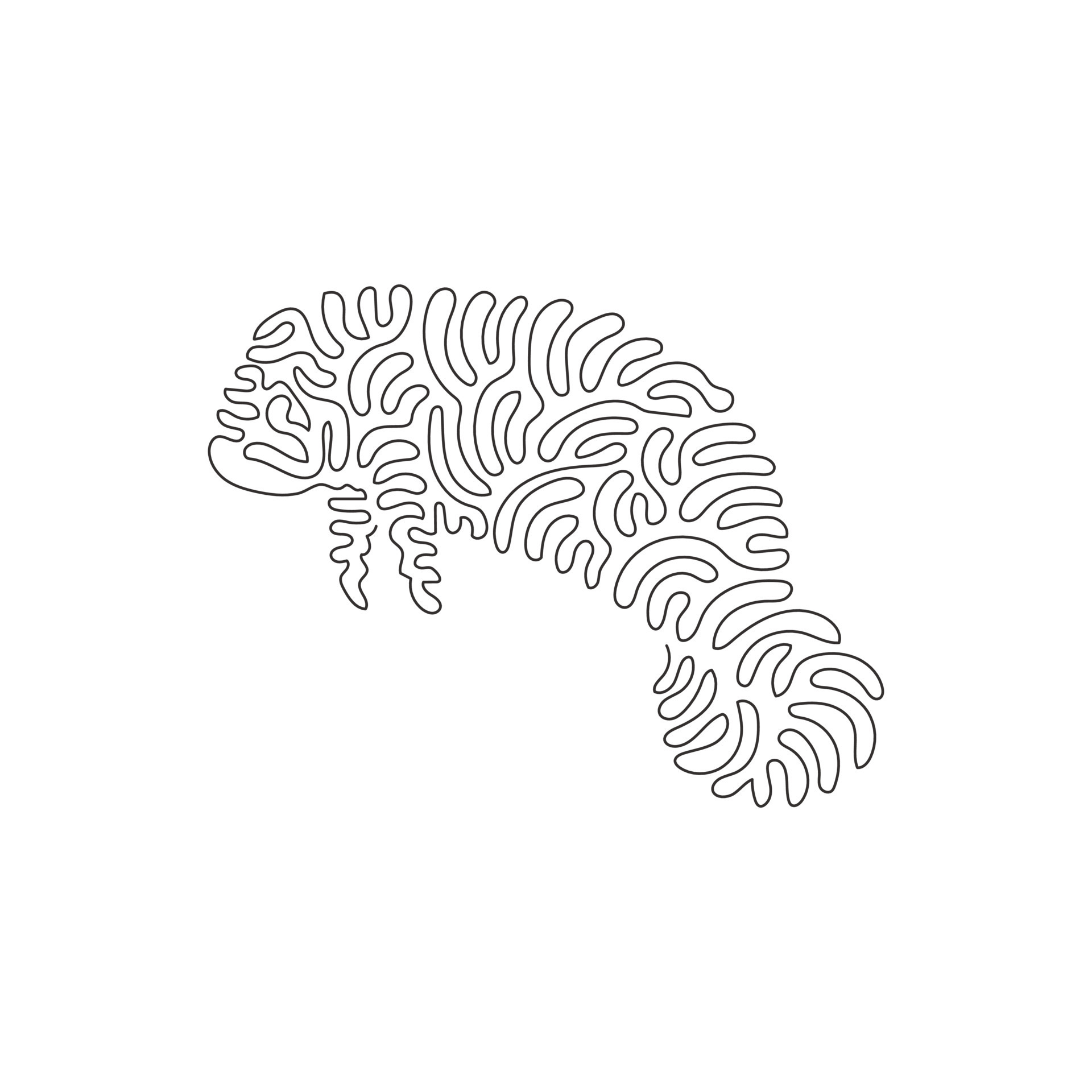 Single One Curly Line Drawing Of Funny Sea Cow Abstract Art Continuous Line Draw Graphic Design