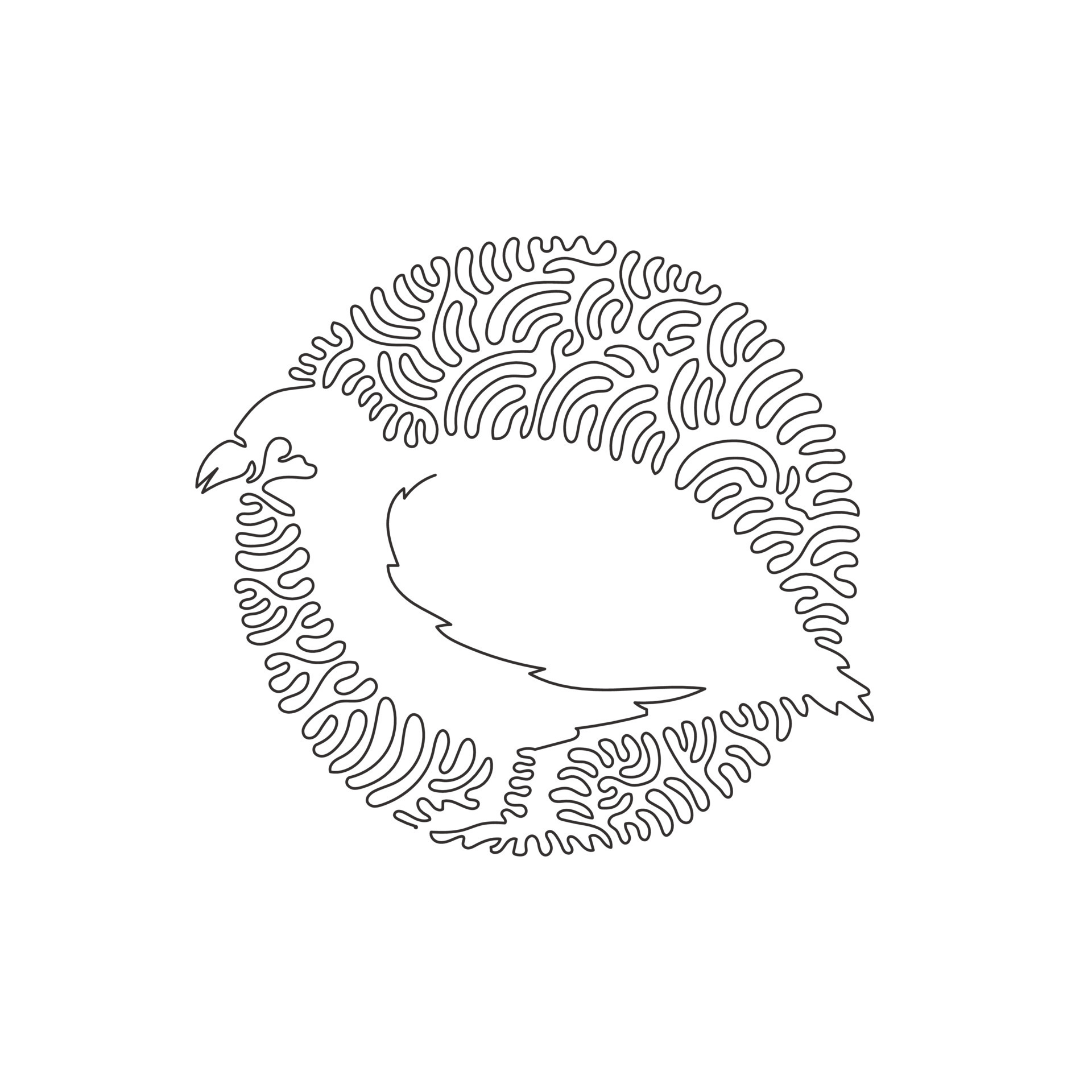Continuous One Curve Line Drawing Of Funny Quails Abstract Art In Circle Single Line Editable