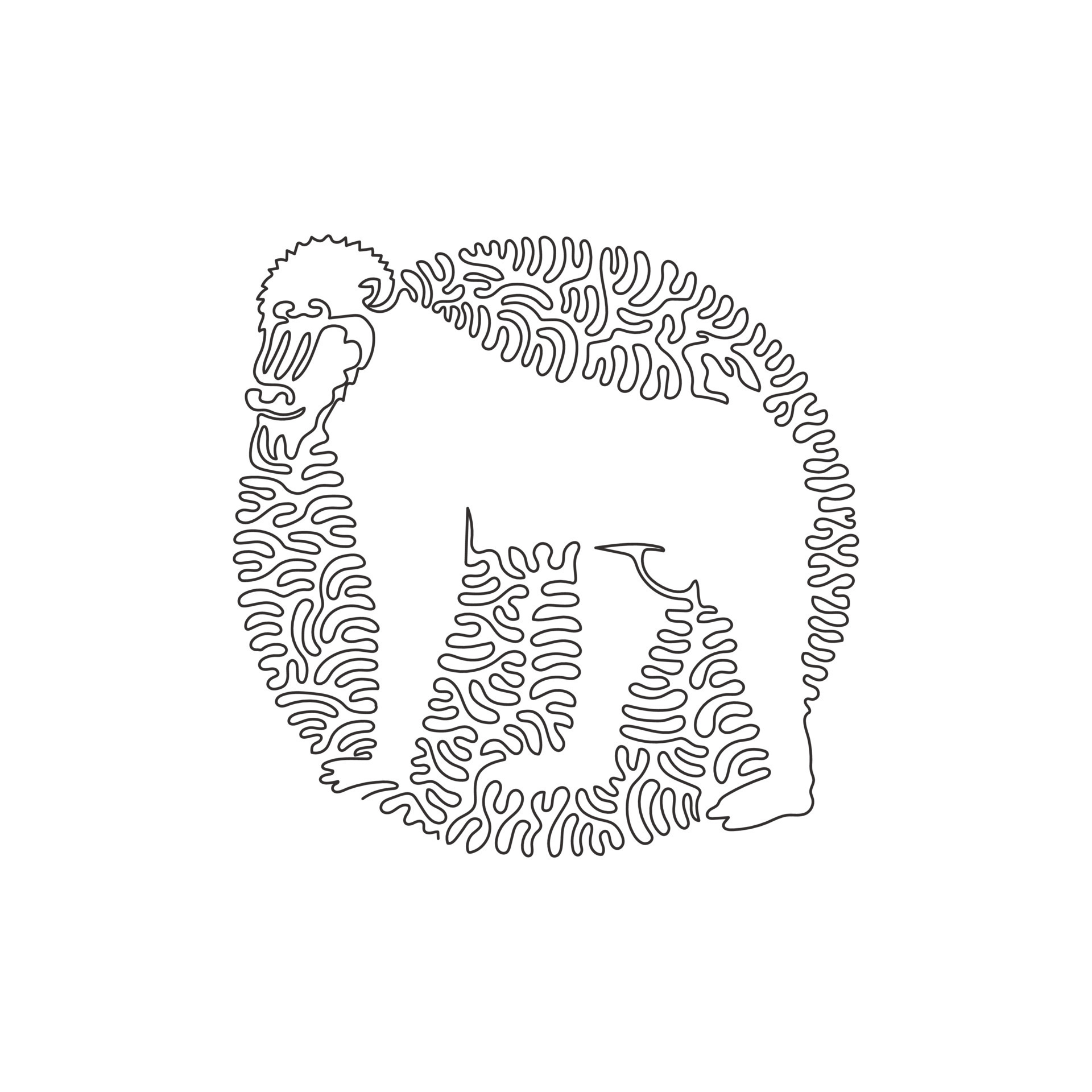 Continuous One Curve Line Drawing Of Funny Mandrill Abstract Art In