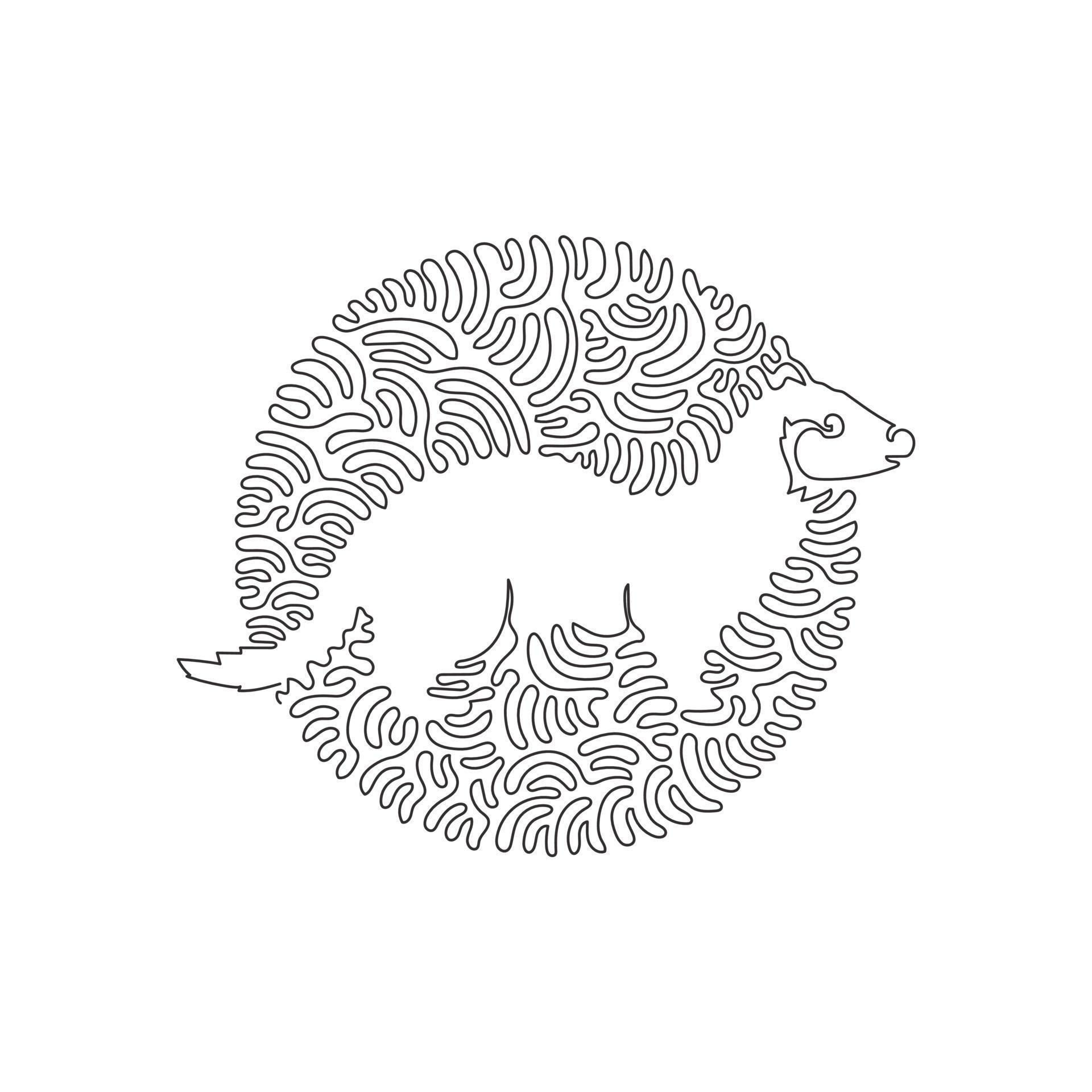 Continuous One Curve Line Drawing Of Funny Weasel Abstract Art In Circle Single Line Editable