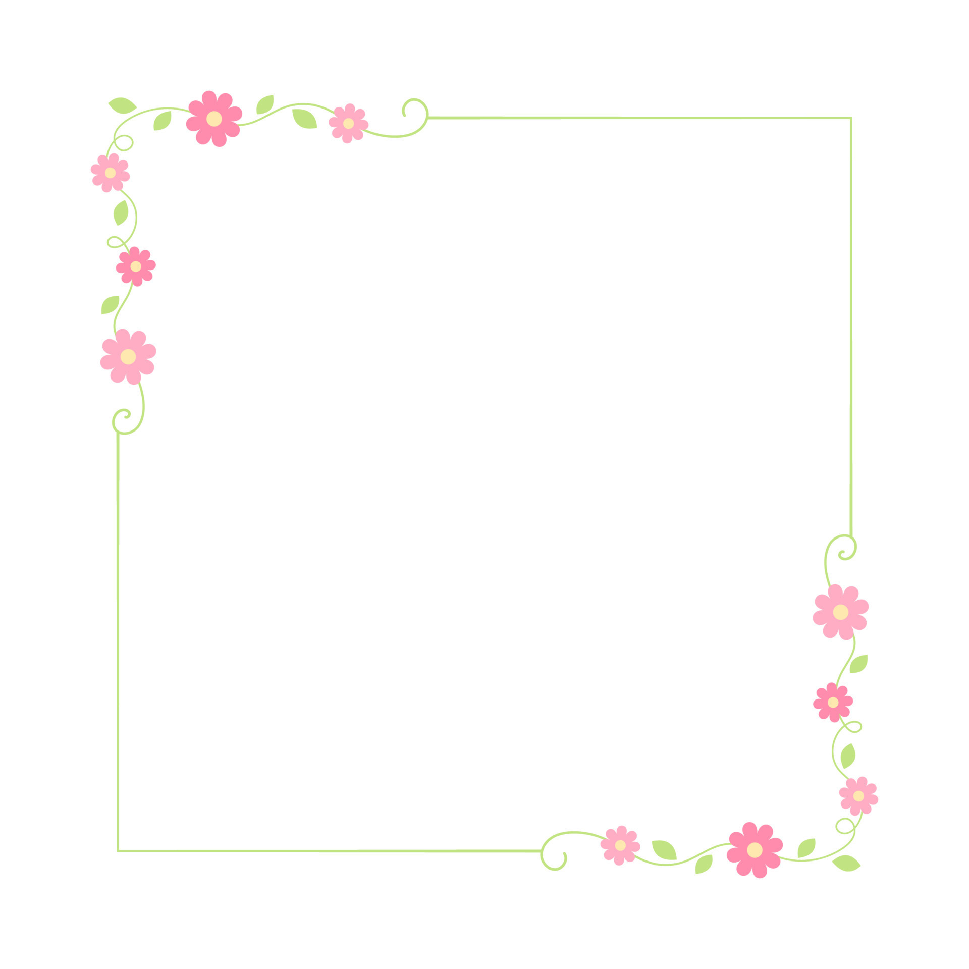 Cute botanical square frame. Hand drawn line border, leaves and flowers ... Cute botanical square frame. Hand drawn line border, leaves and flowers ...