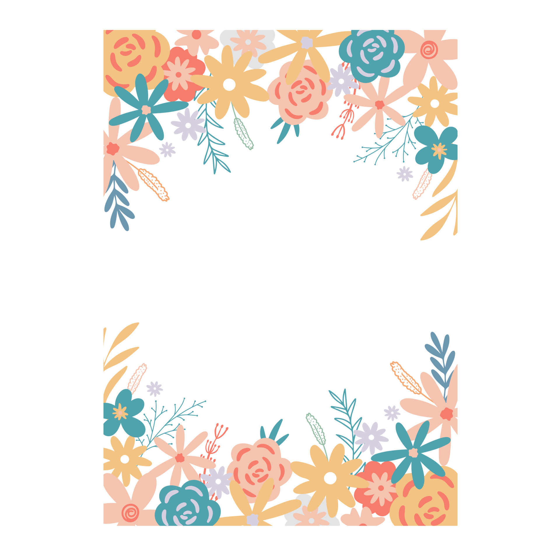 Floral rectangular rustic frame 20436614 Vector Art at Vecteezy