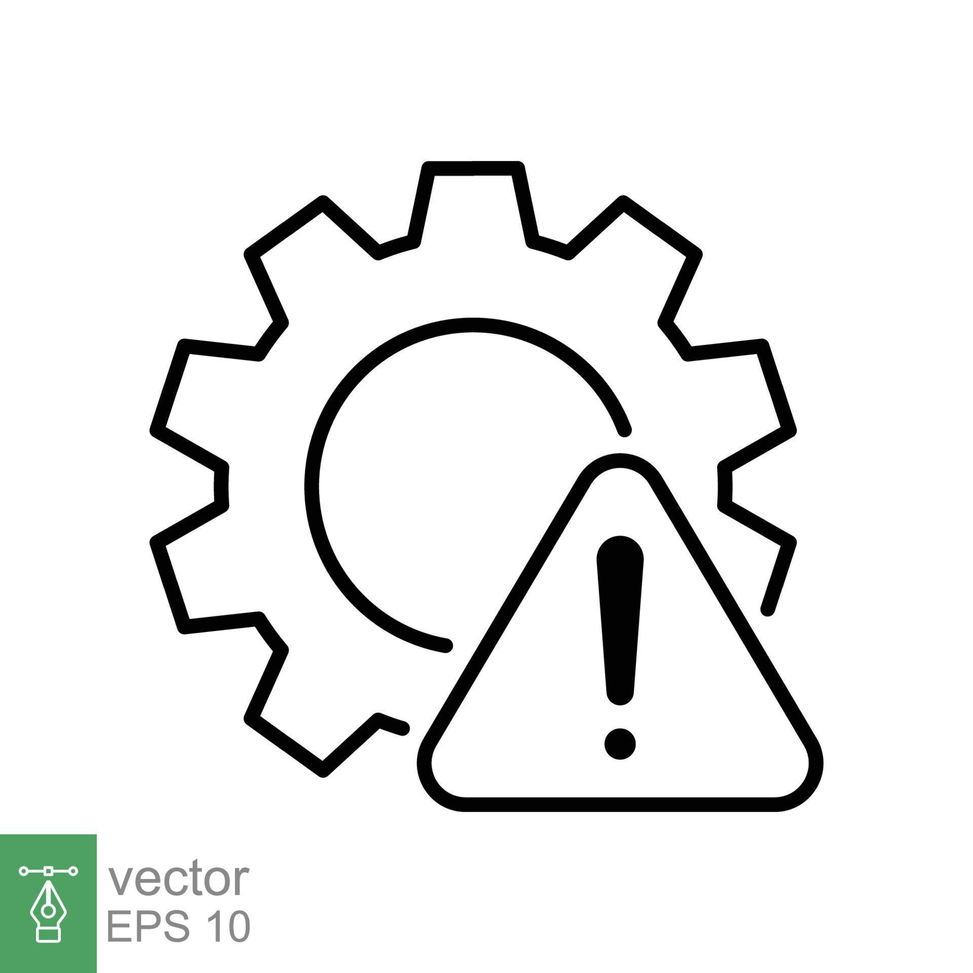 Failure, system error line icon. Simple outline style. Alert, gear ...