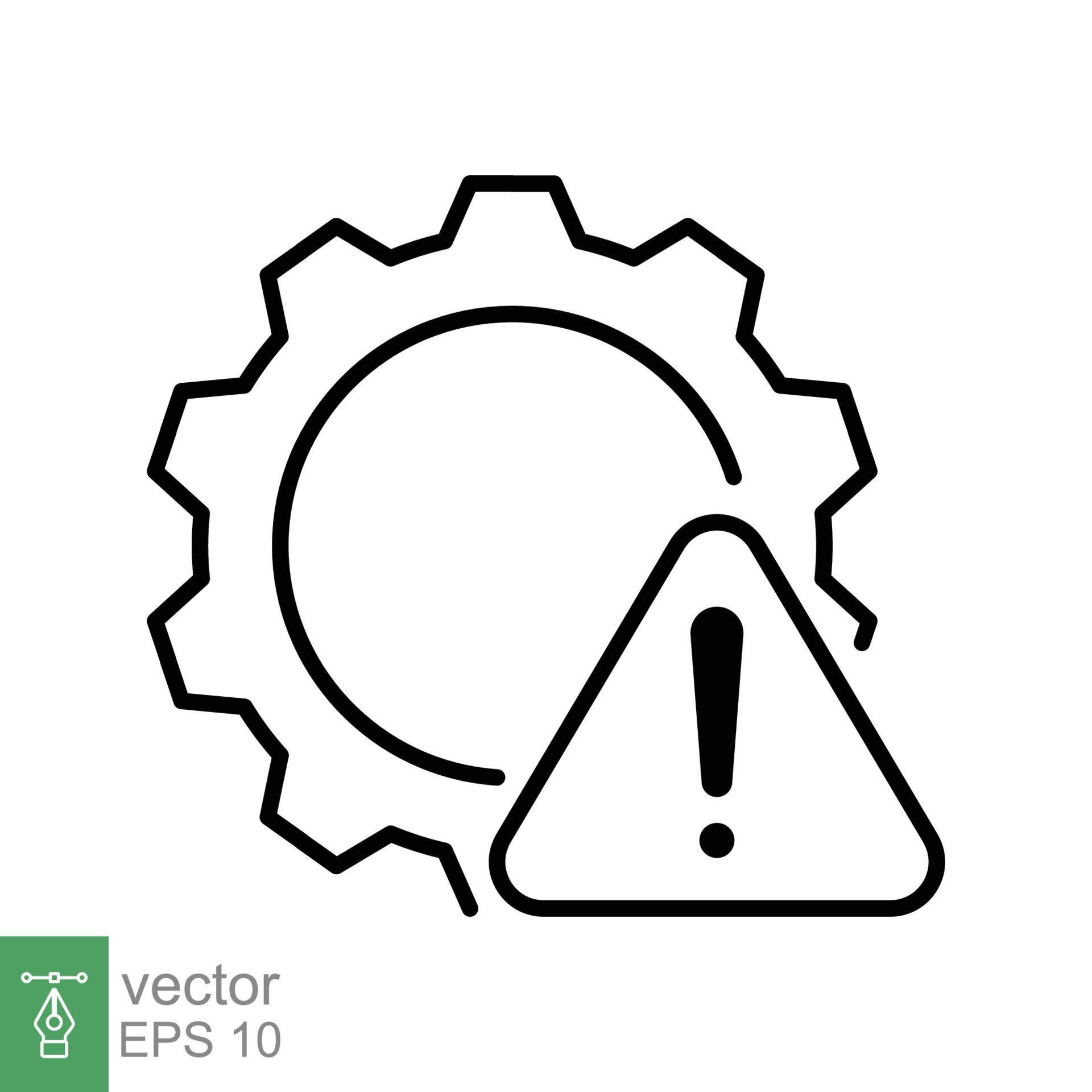 Failure, system error line icon. Simple outline style. Alert, gear, mechanical concept. Vector ...